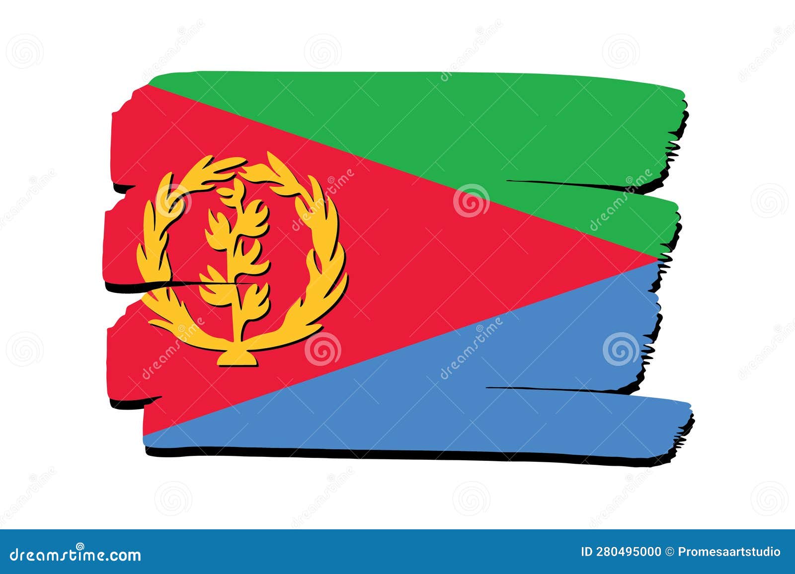 Eritrea Flag with Colored Hand Drawn Lines in Vector Format Stock ...
