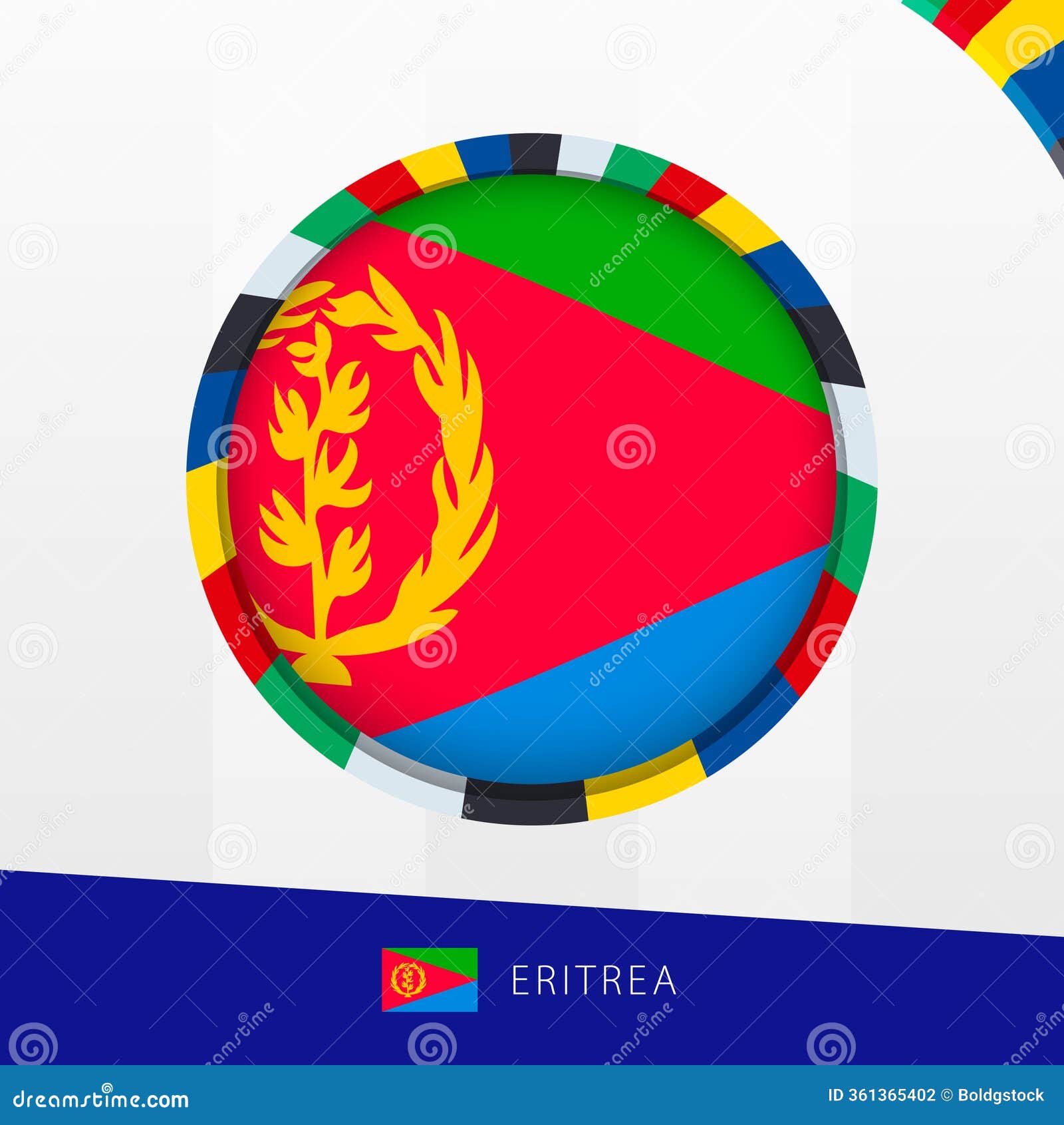 Eritrea Flag with Colorful Circle Border Stock Illustration ...