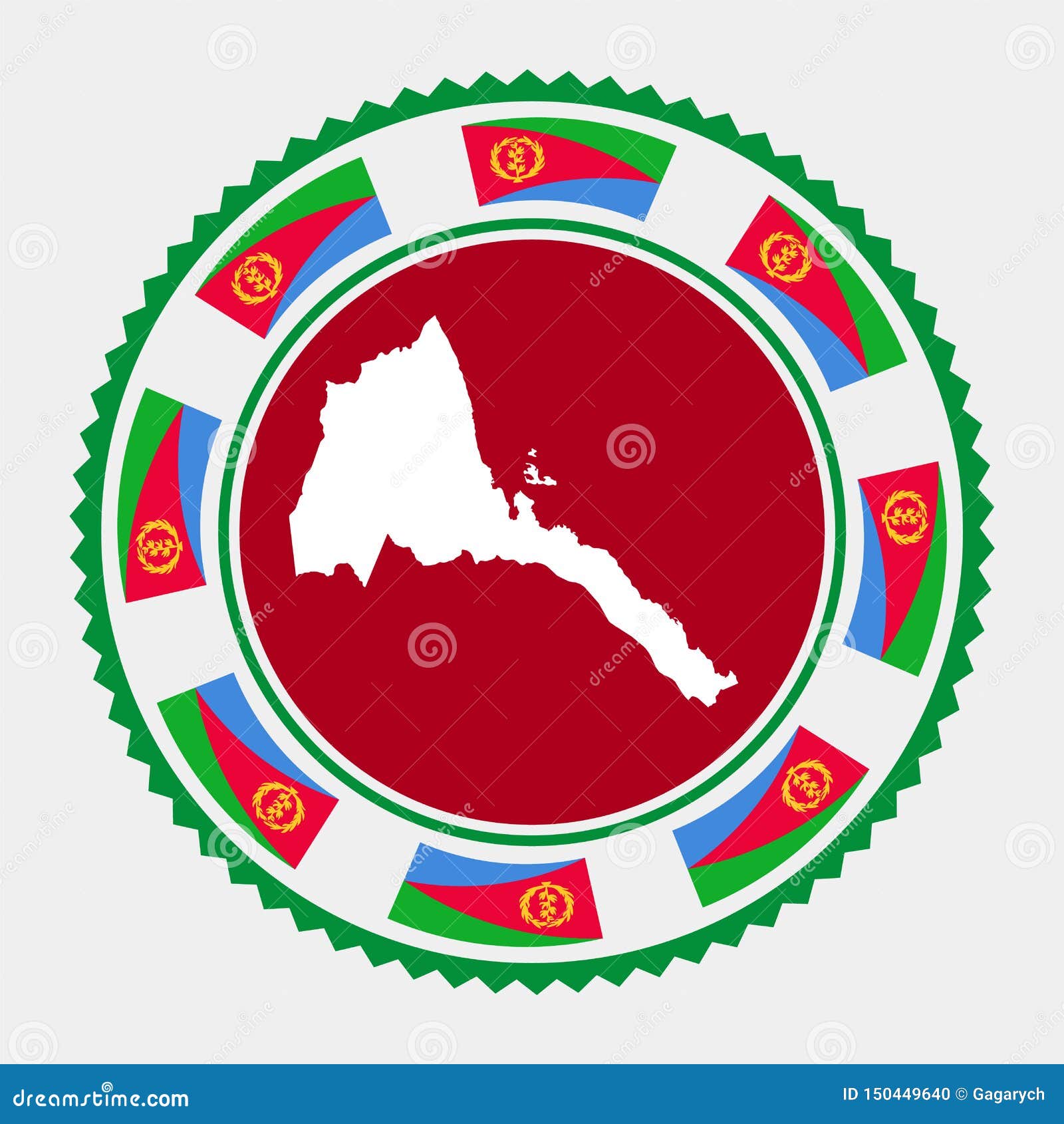 Eritrea flat stamp. stock vector. Illustration of foreign - 150449640