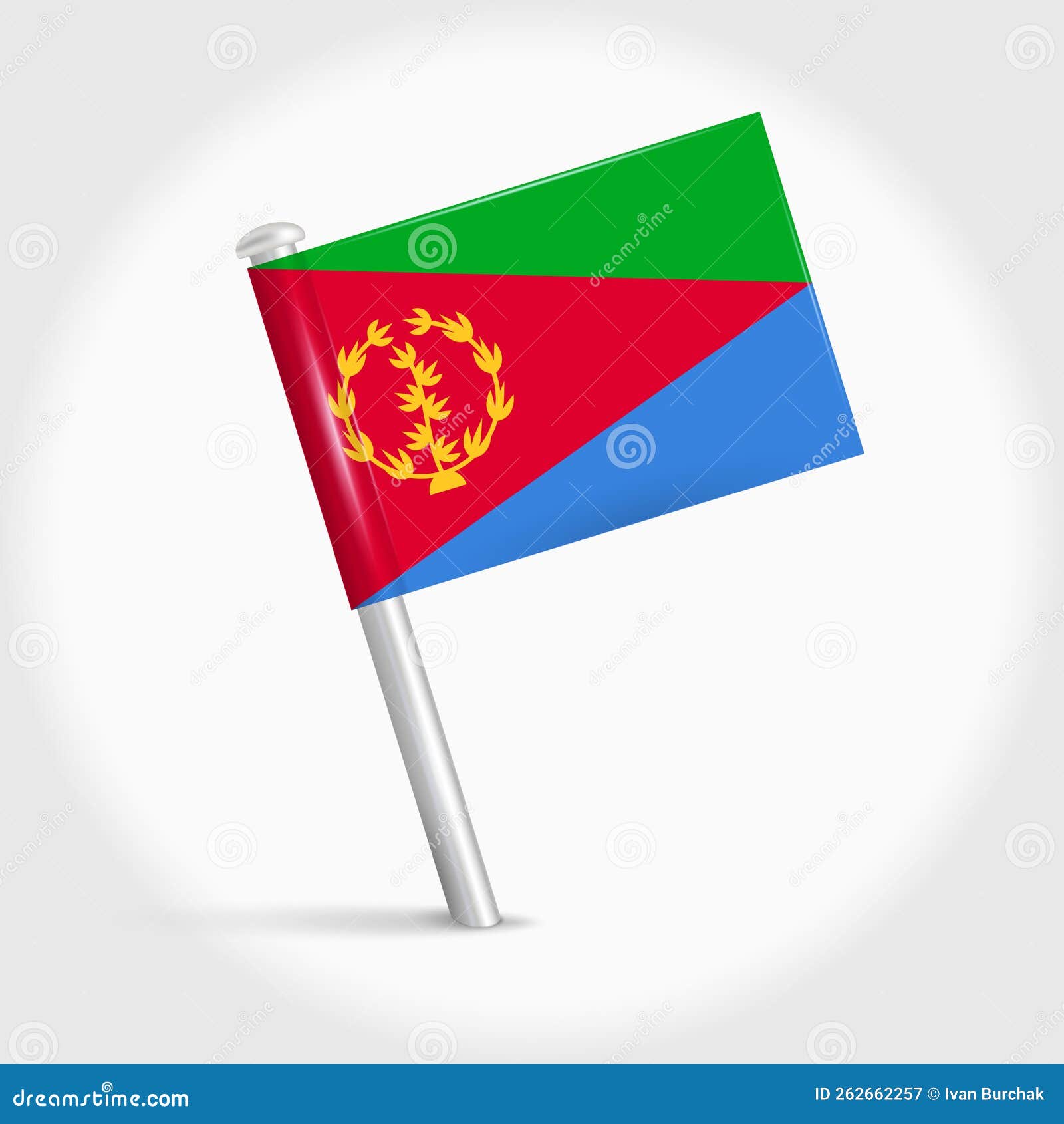Eritrea Map Pin Flag 3d Realistic Vector Illustration Stock Vector