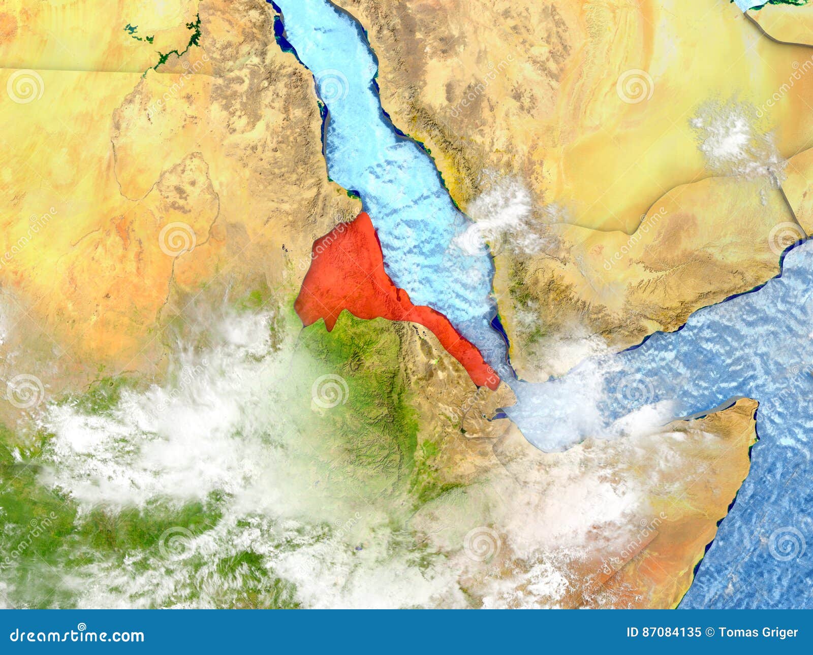 Eritrea Op Kaart Met Wolken Stock Illustratie - Illustration of grenzen ...