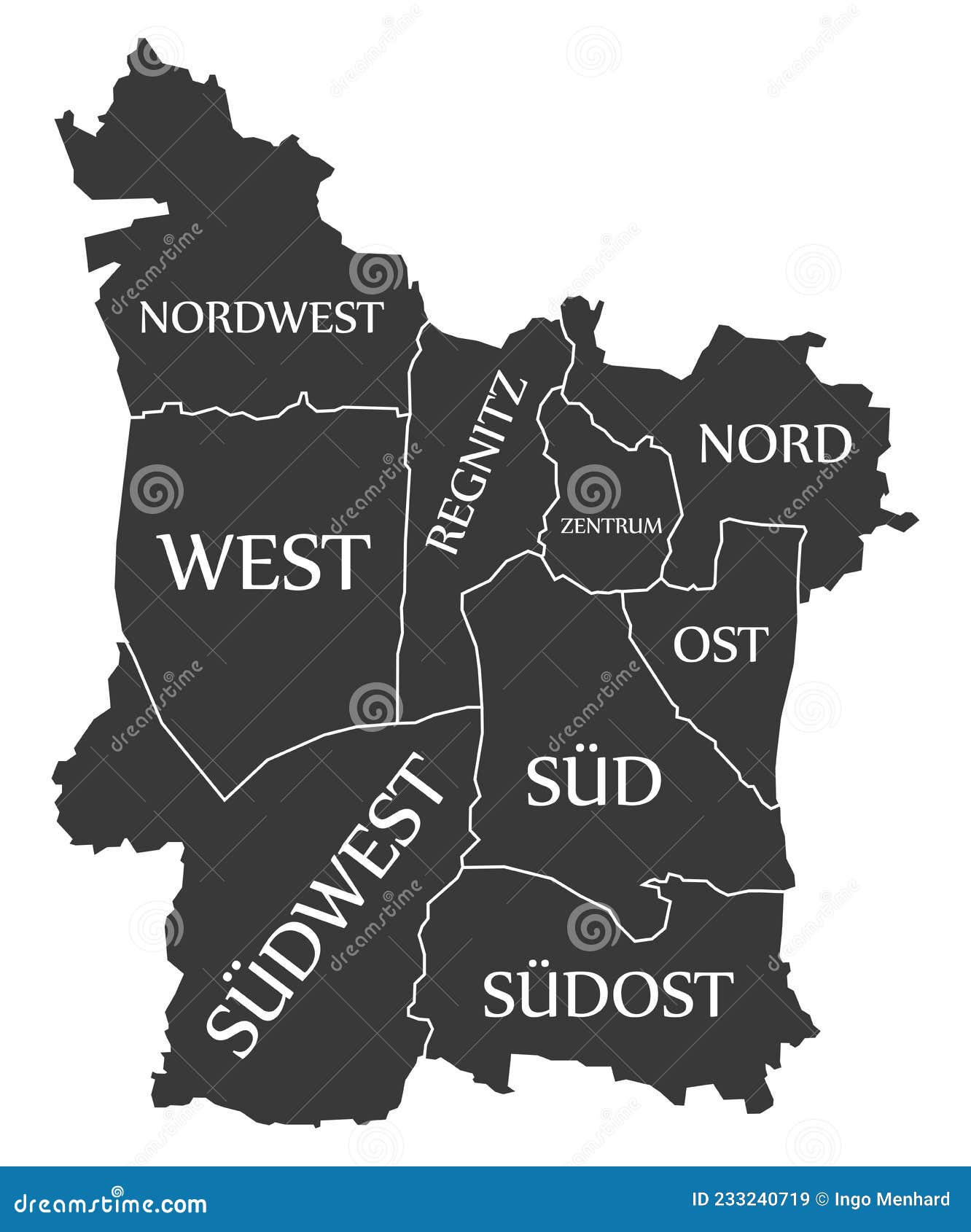 Erlangen City Map Germany DE Labelled Black Illustration Stock Vector ...