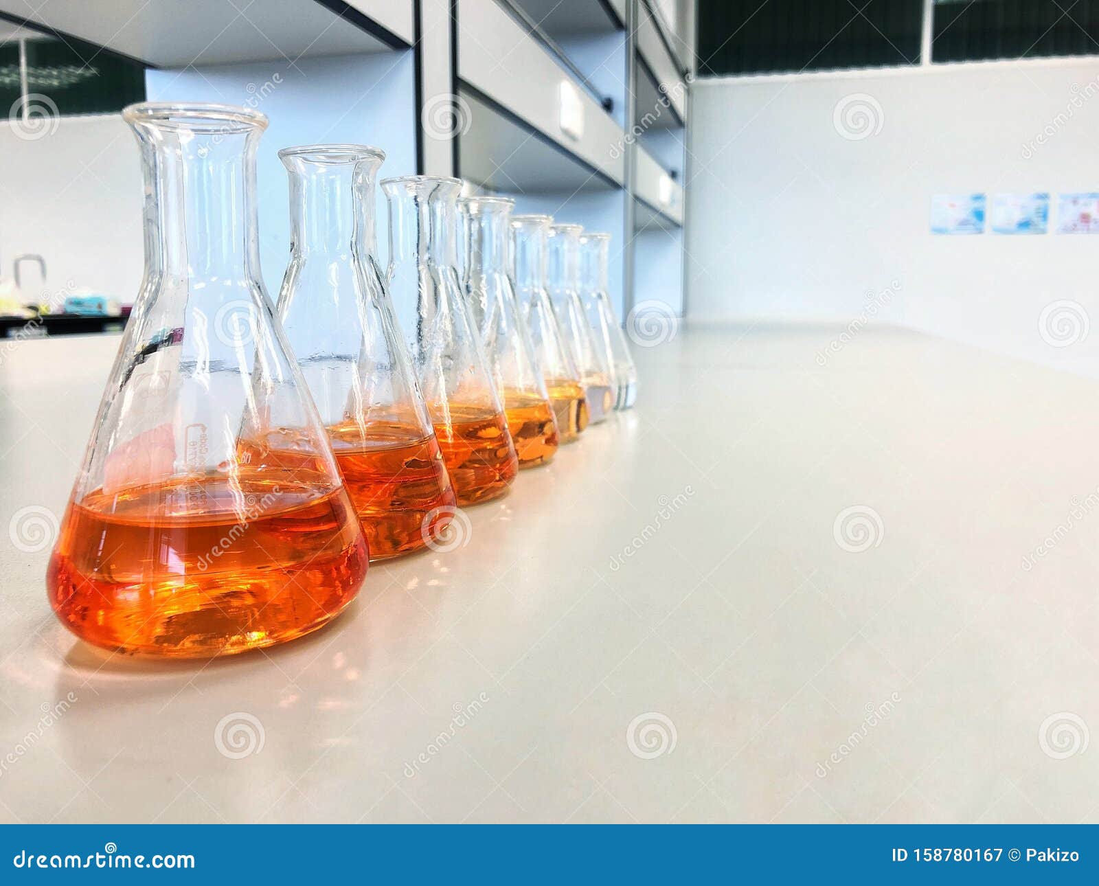 The Erlenmeyer or Conical Flask on Bench Laboratory, with Gradient ...
