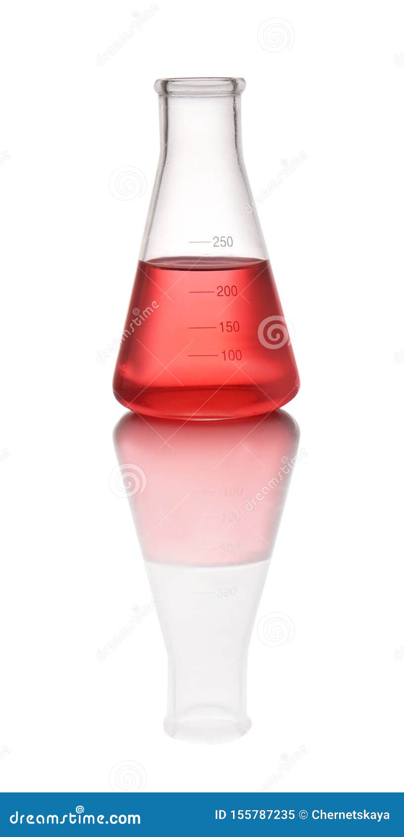 Erlenmeyer Flask with Color Liquid on White. Solution Chemistry Stock ...