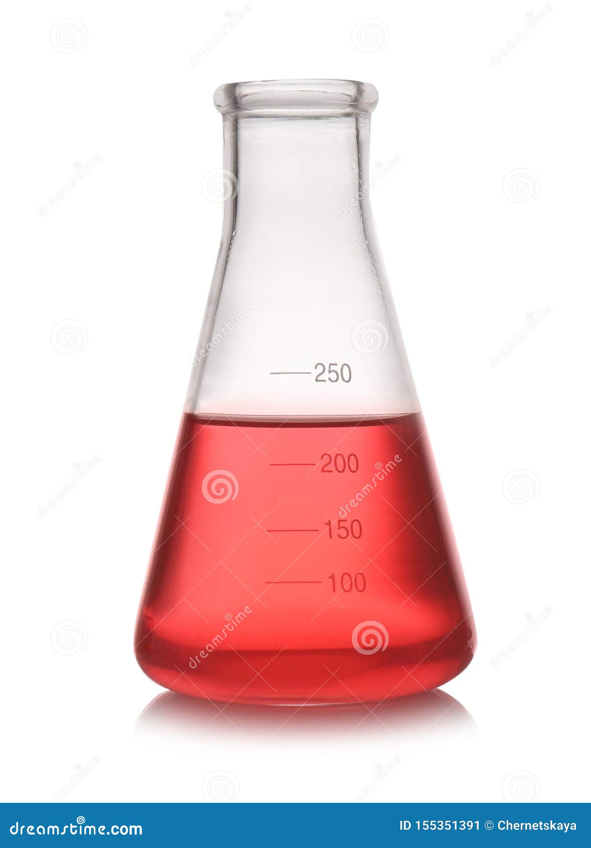 Erlenmeyer Flask with Color Liquid Isolated on White Stock Image ...