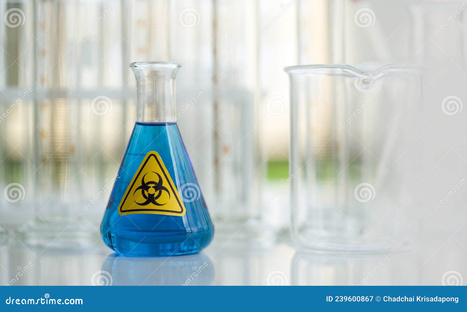 The Beaker Contains An Orange Solution. Beaker Is A Glass Science ...