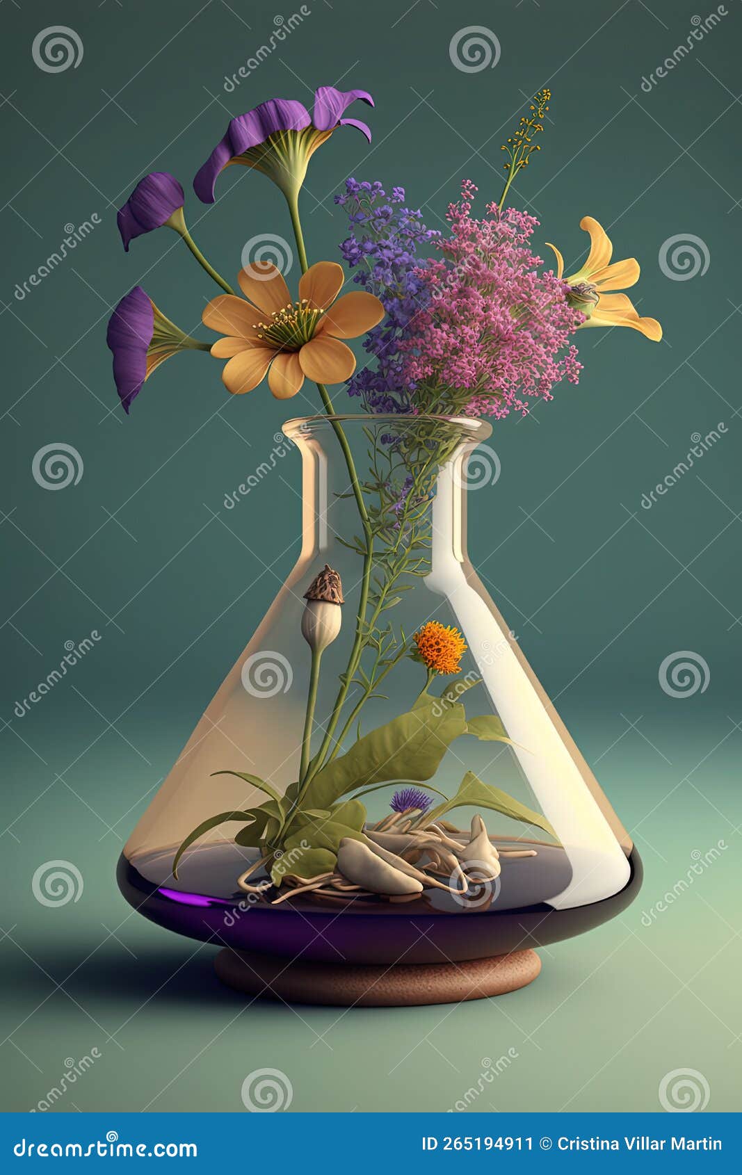 Erlenmeyer Flask with Flowers in it Created Using Generative AI ...