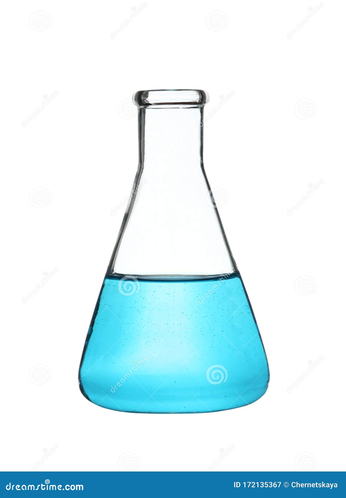 Erlenmeyer Flask with Light Blue Liquid Isolated Stock Image - Image of ...