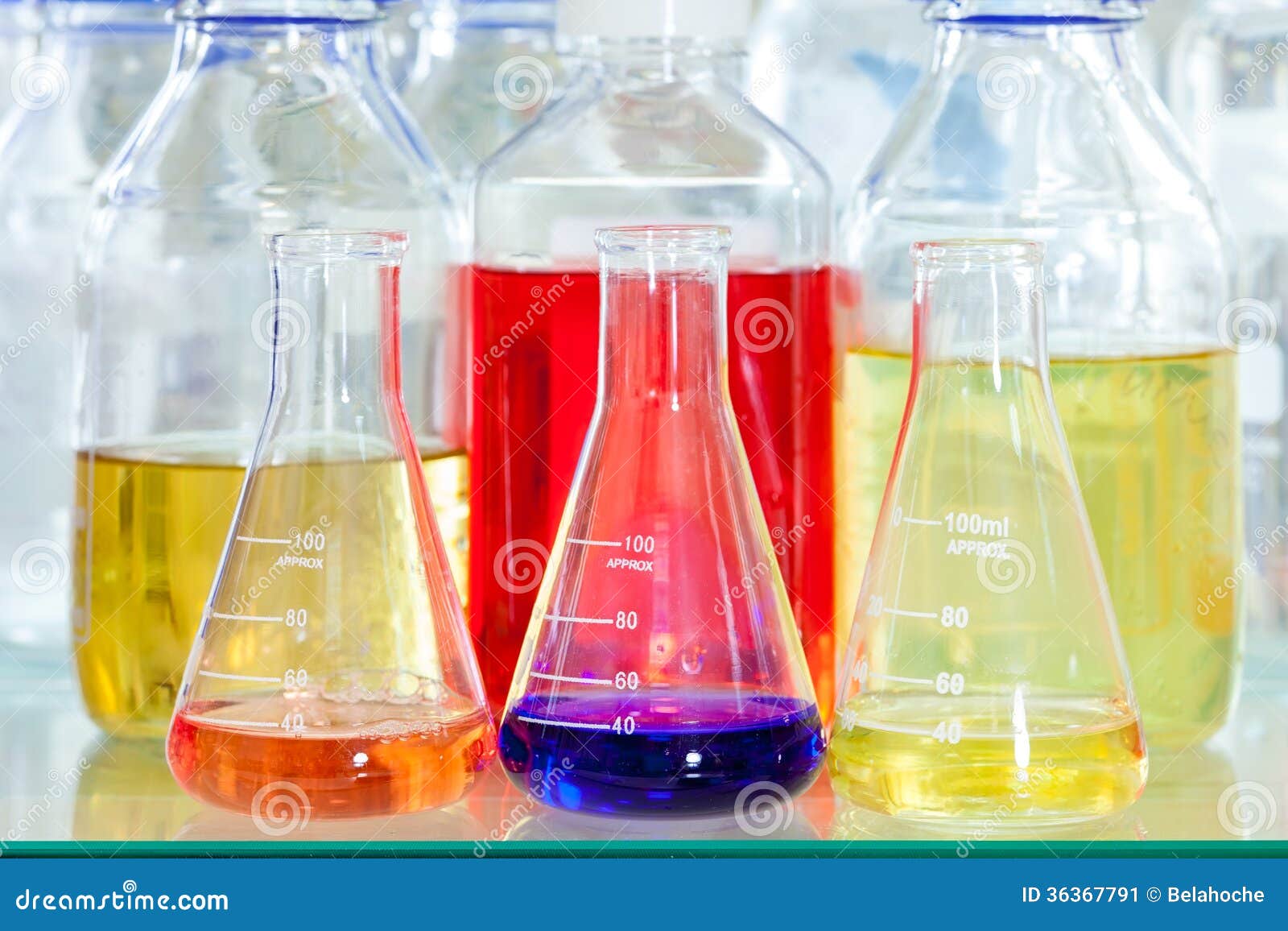 Erlenmeyer Flasks with Chemical Solutions Stock Image - Image of ... Erlenmeyer Flasks with Chemical Solutions Stock Image - Image of ...