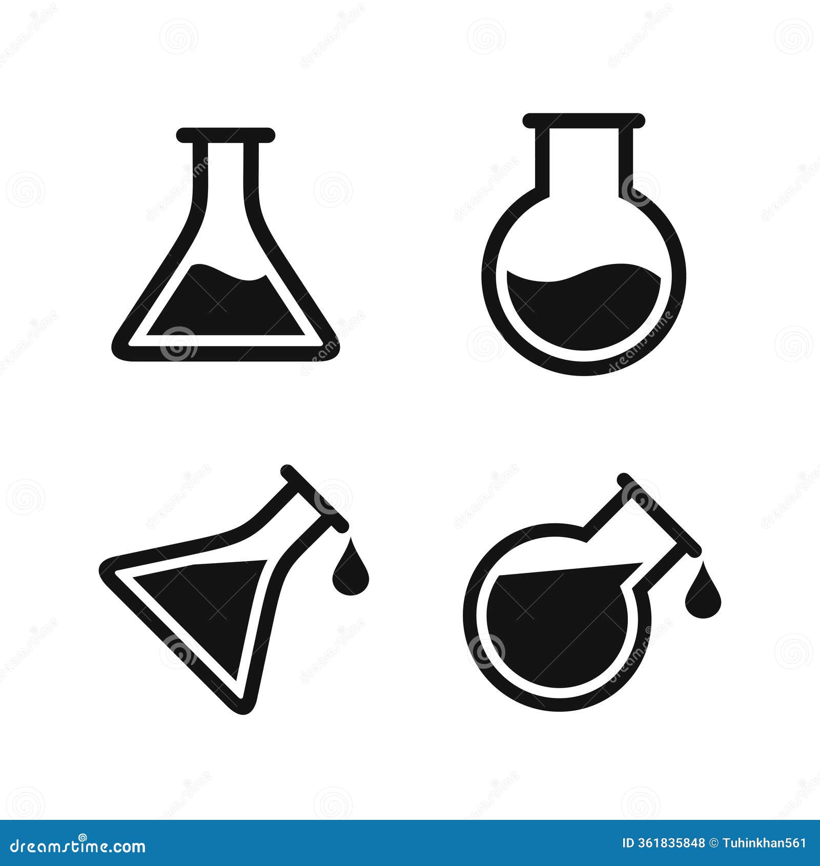 Erlenmeyer and Florence Flask Icon Set. Chemistry Flask Icon. Science ...