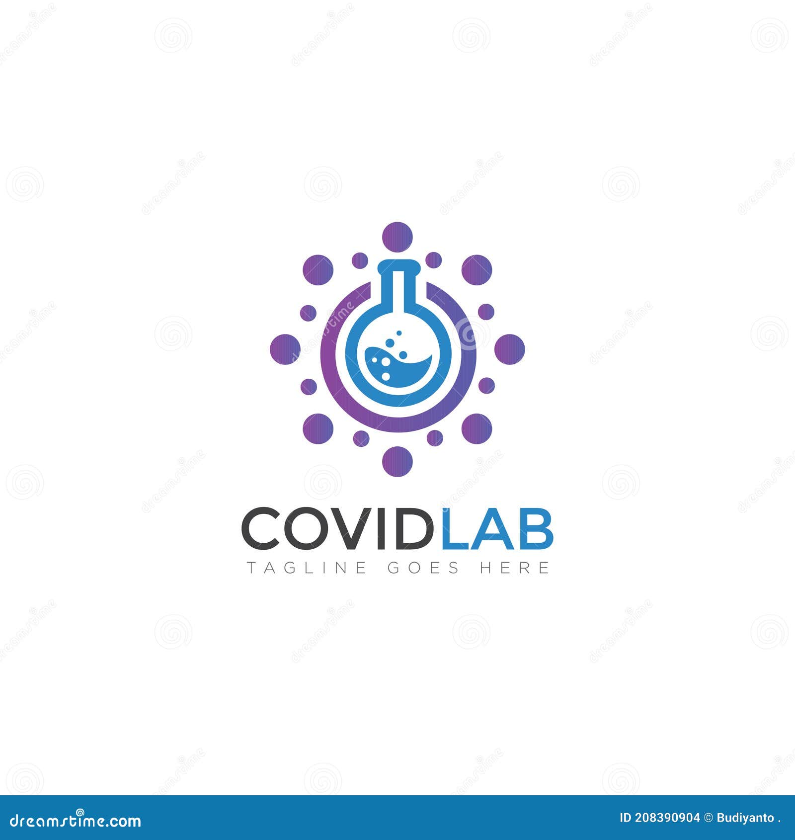Covid Lab Logo, Buble, Erlenmeyer, and Microba Vector Stock Vector ...