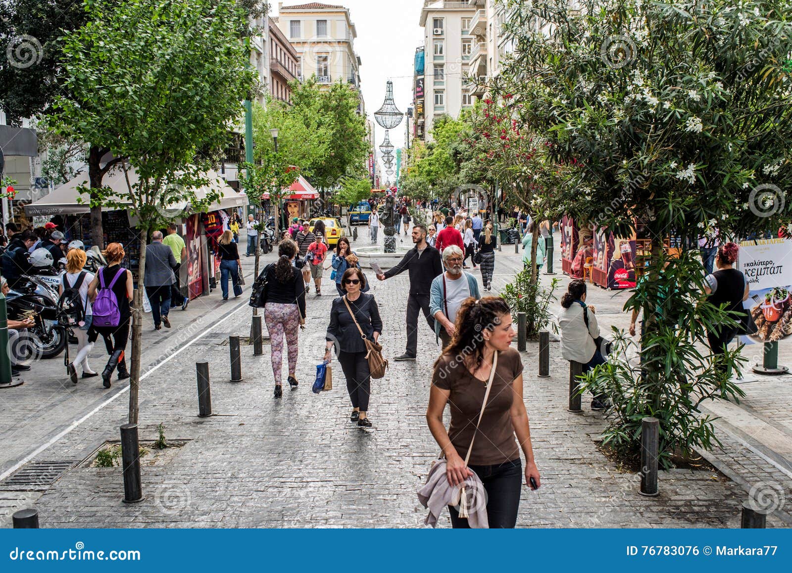 Ermou street in Athens editorial photo. Image of women - 76783076