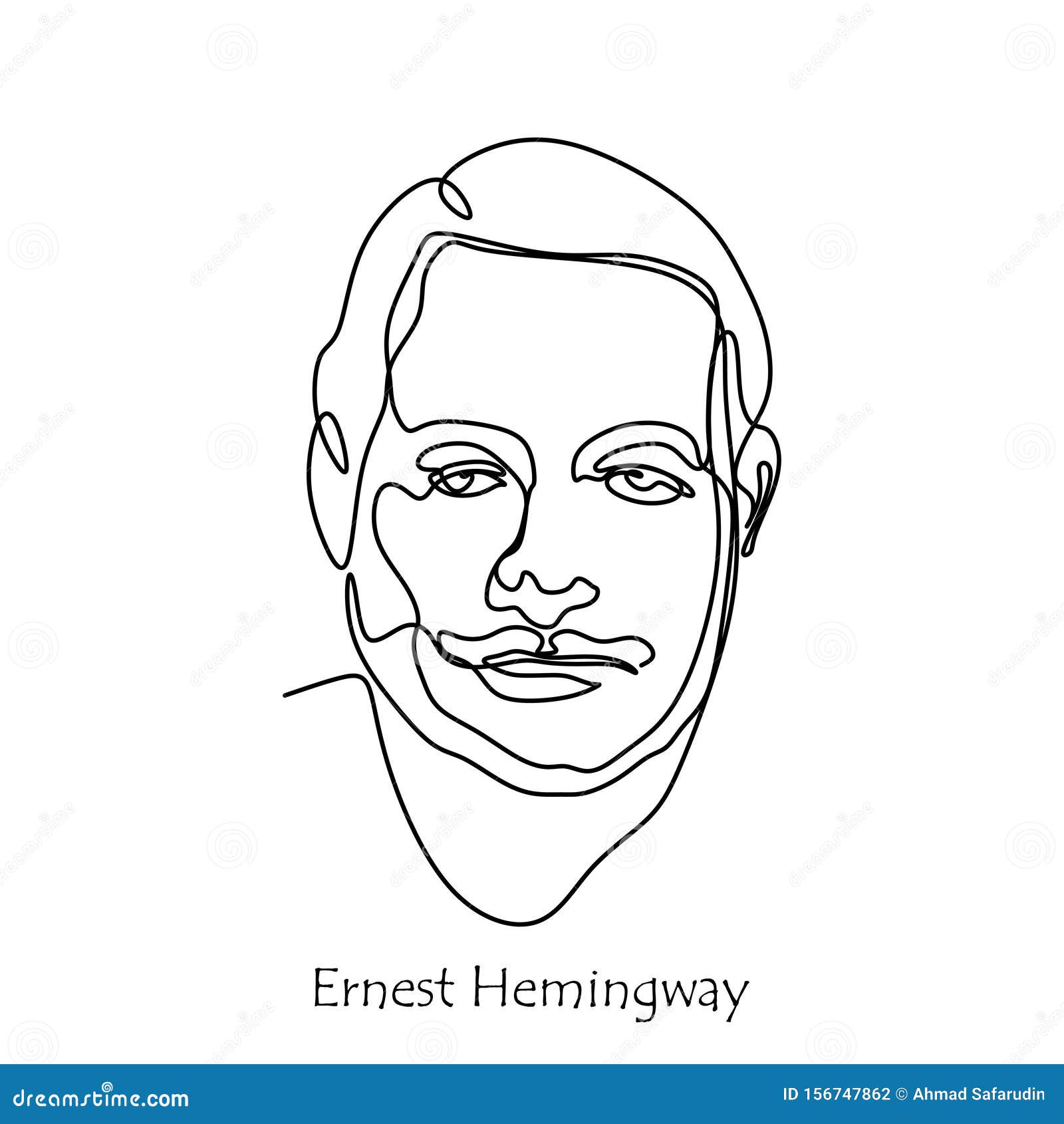 Ernest Hemingway Portrait, Vector | CartoonDealer.com #158888809