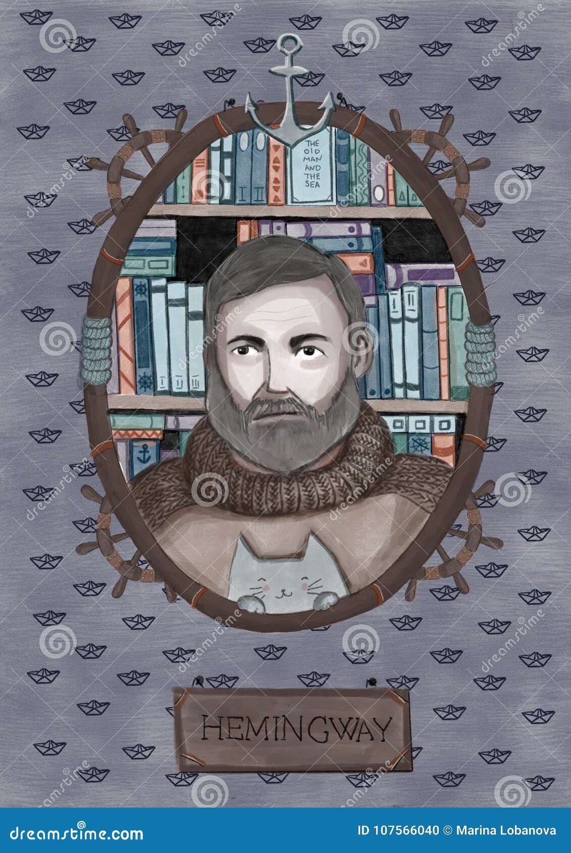 Ernest Hemingway editorial image. Illustration of face - 107566040