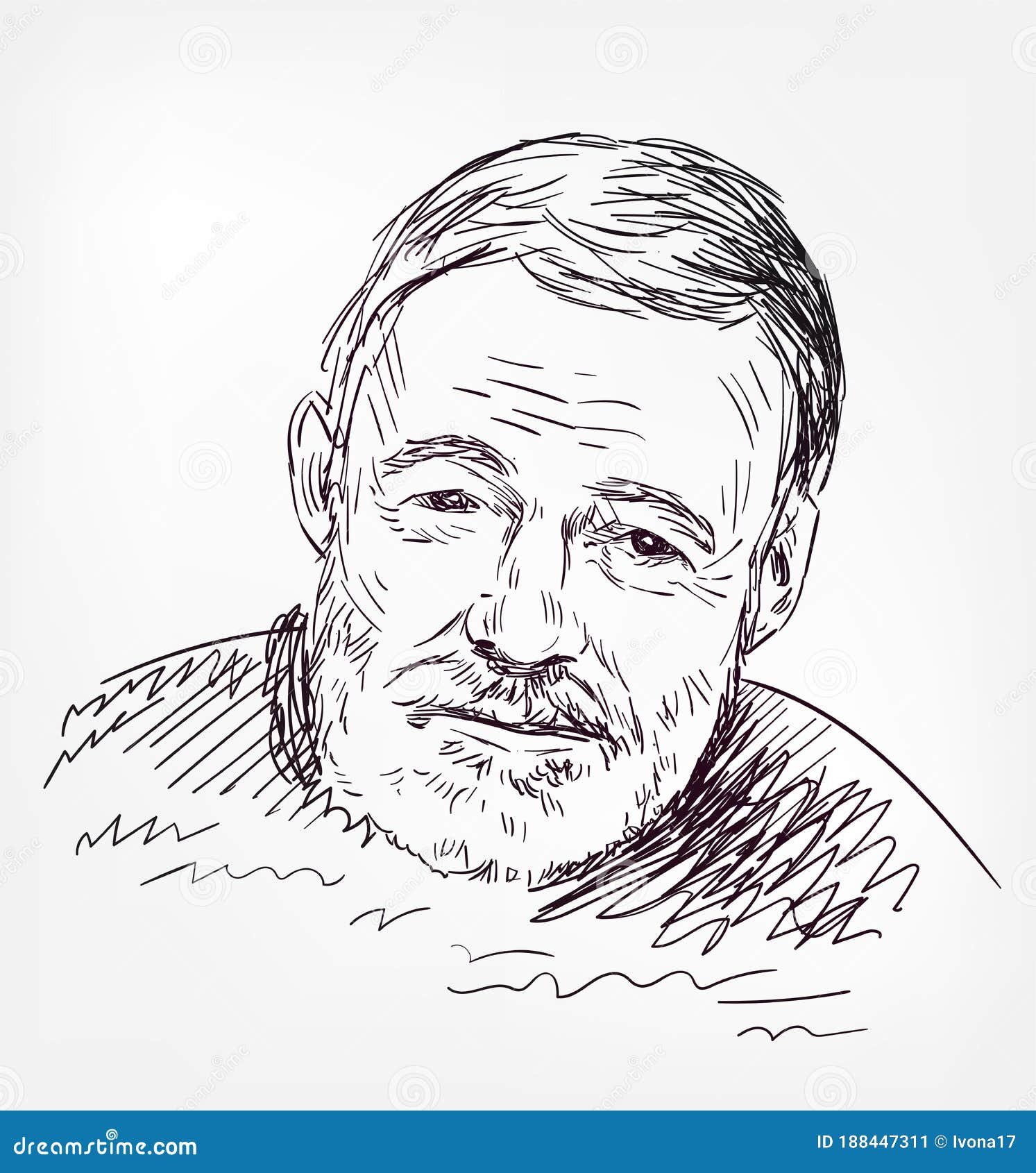 Ernest Hemingway Portrait, Vector | CartoonDealer.com #158888809