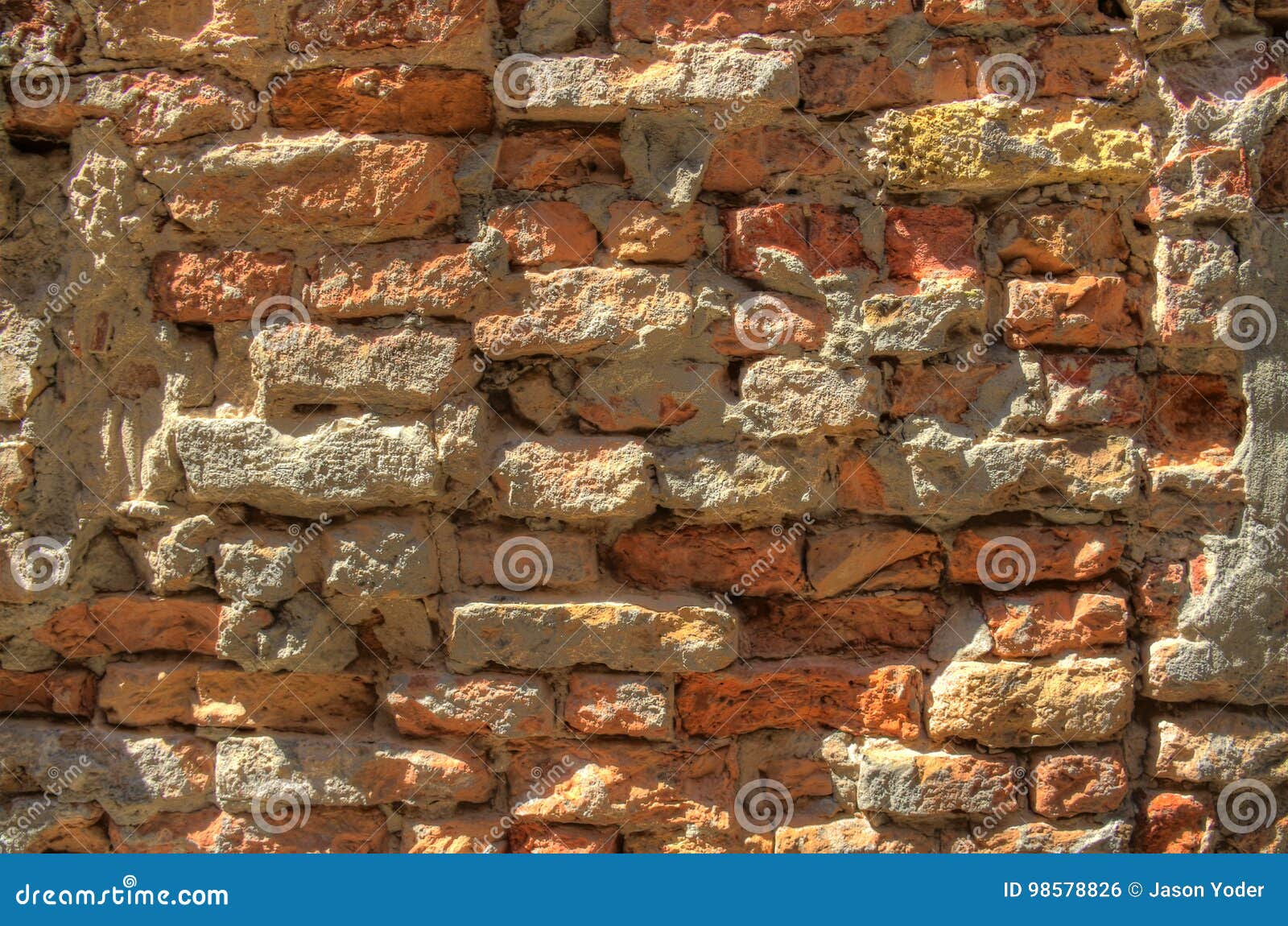 Eroded Brick Wall Texture stock photo. Image of surface - 98578826