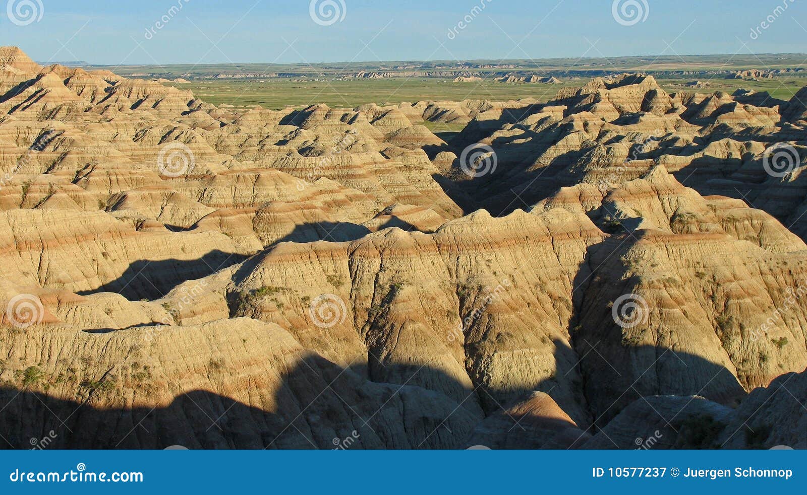 Eroded Buttes Throwing Shadows, Badlands NP Stock Image - Image of ...