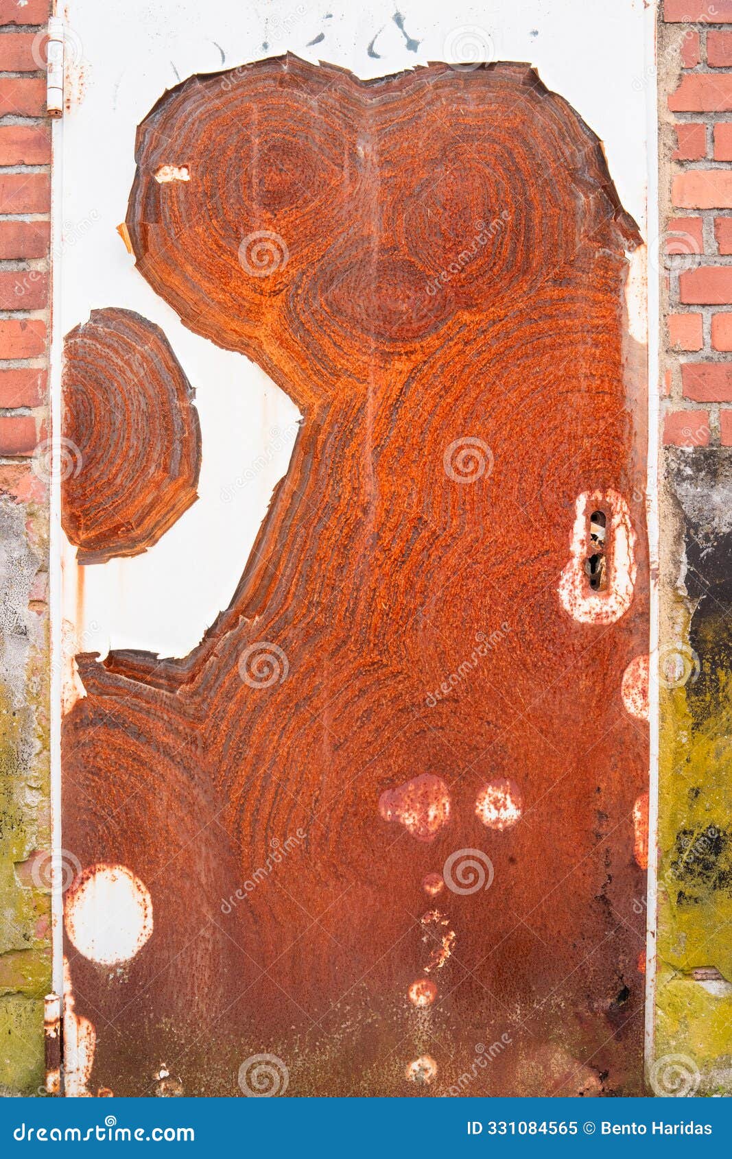 Eroded and Decayed Red Rusty Door with Peeled White Paint Texture Stock ...