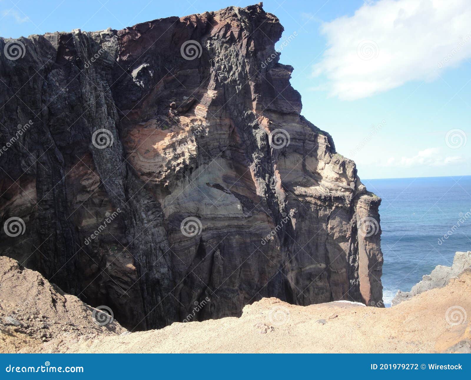Eroded Eruptive Structures Shaping A Cliff On Madeira Stock Photo ...