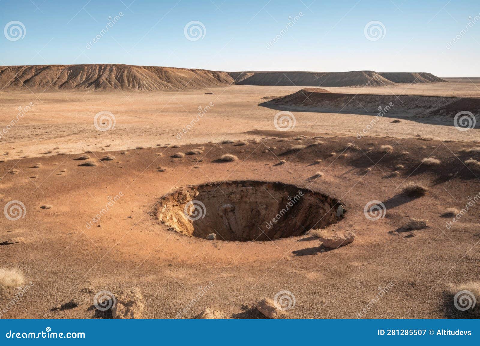 Eroded Meteor Impact Crater Over Time Stock Image - Image of science ...