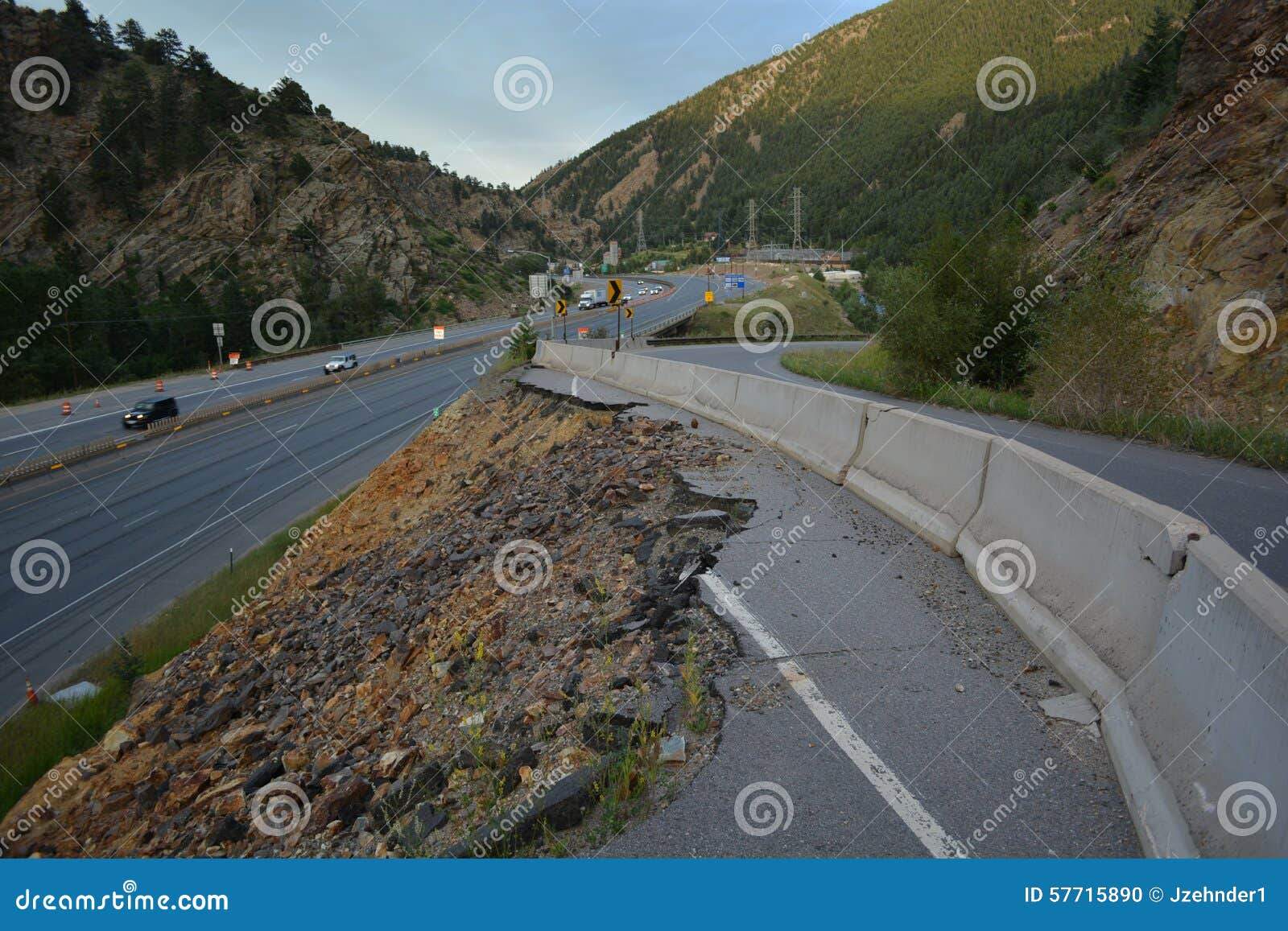 Eroded Closed Mountain Road Stock Photo - Image of safety, side: 57715890