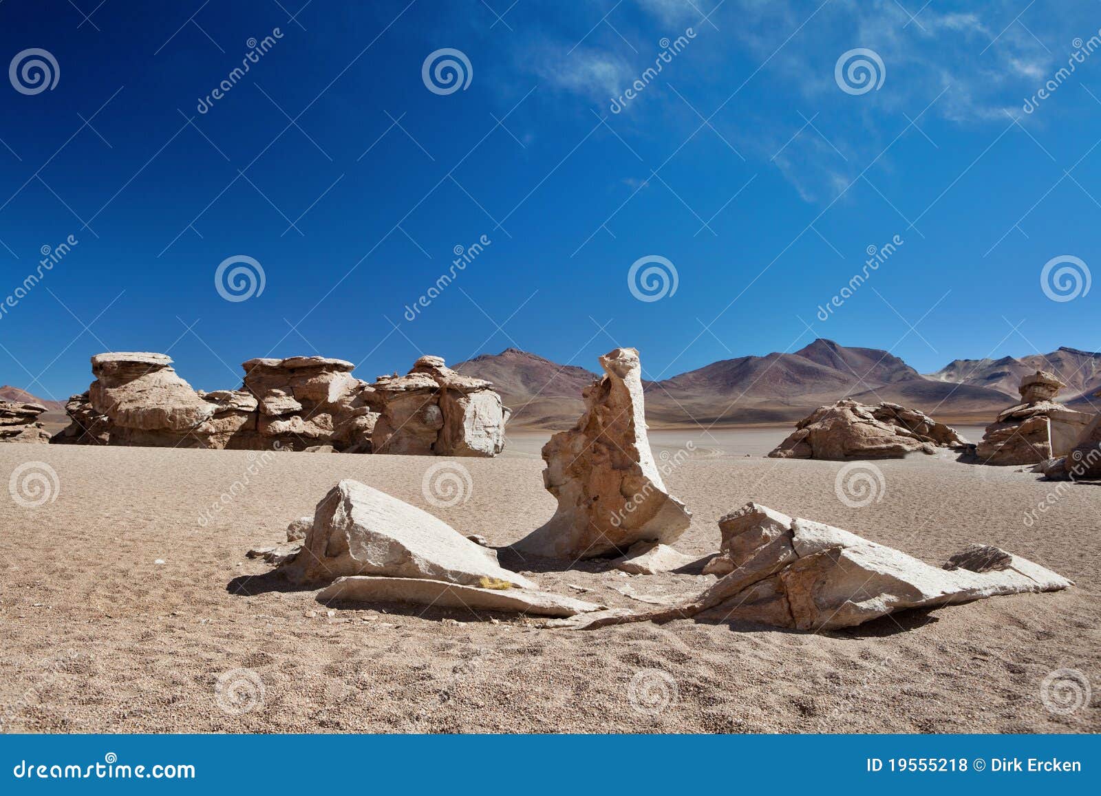 Eroded Rocks Laying in Sand Desert of Andes Stock Photo - Image of ...