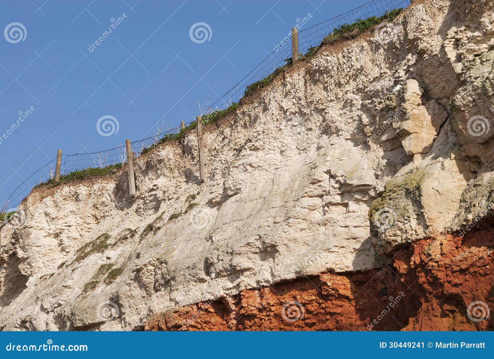 Eroding Cliffs at Hunstanton, Norfolk, UK. Stock Image - Image of fence ...