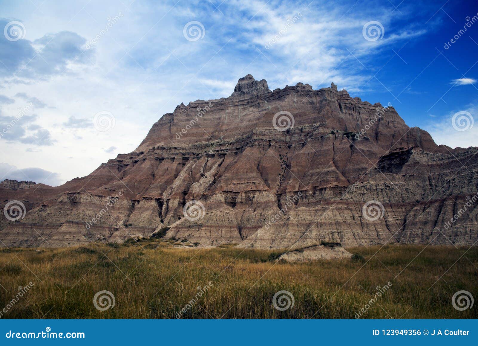 Eroding Cliffs and Prairie Grass in Badlands National Park, South ...