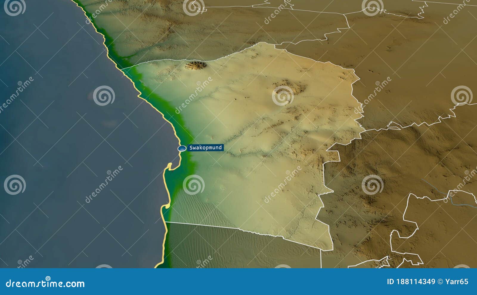 Erongo, Namibia - Highlighted with Capital. Physical Stock Illustration ...