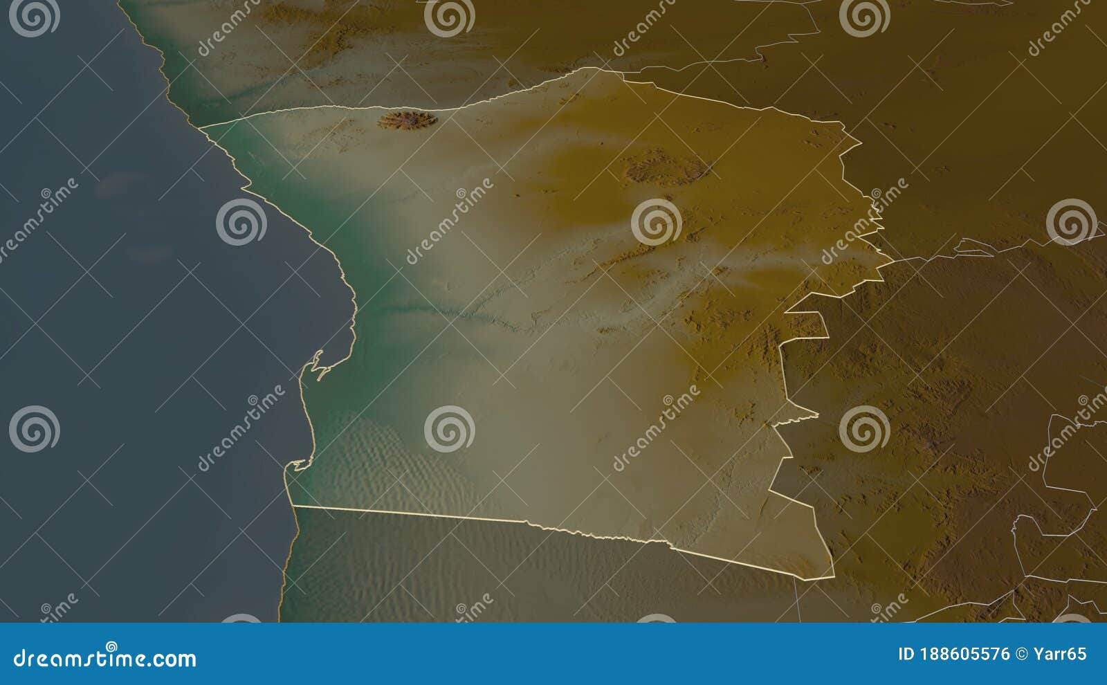 Erongo, Namibia - Outlined. Relief Stock Illustration - Illustration of ...