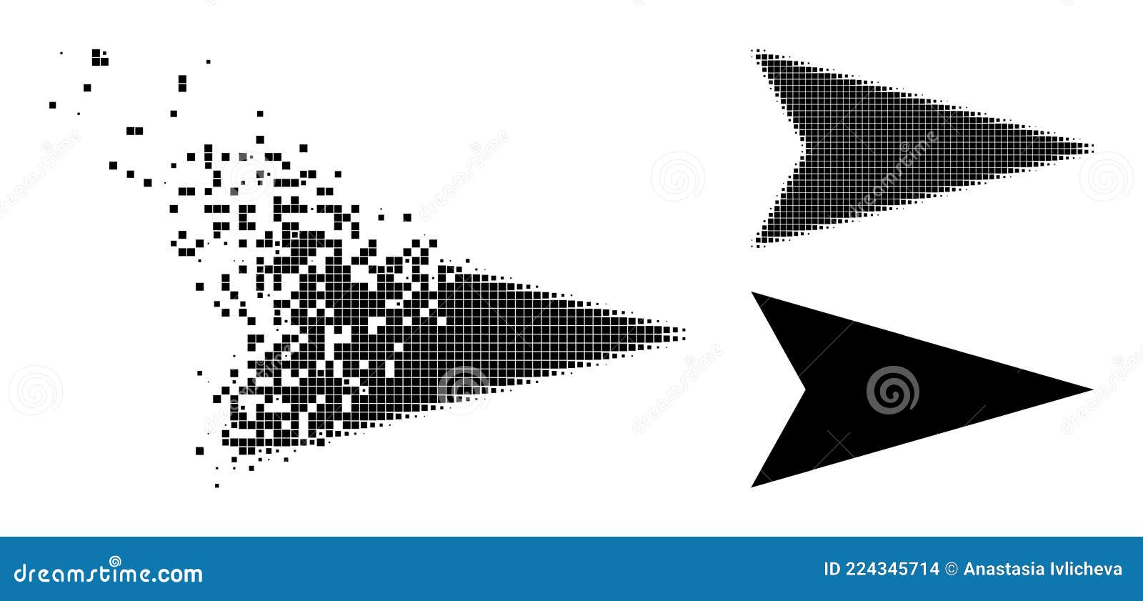 Burst and Halftone Dotted Arrowhead Right Icon Stock Vector ...