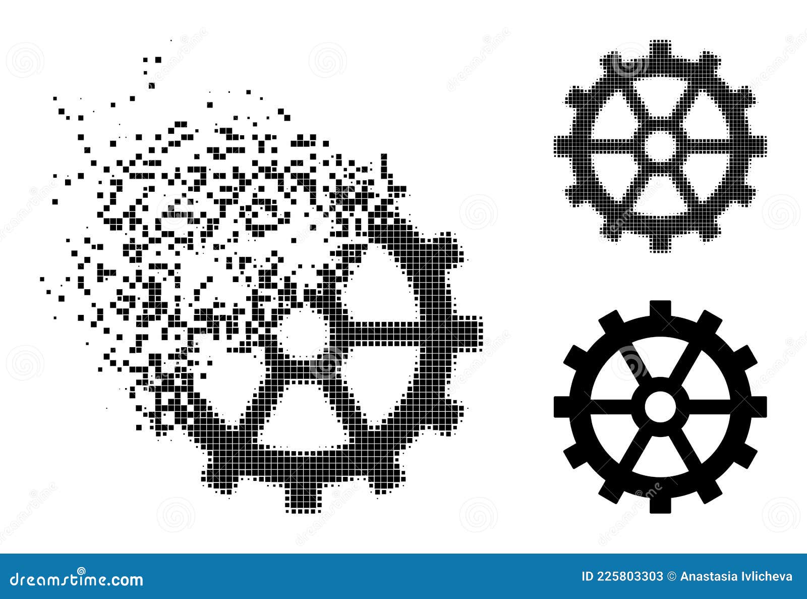 Erosion and Halftone Dot Gear Glyph Stock Vector - Illustration of work ...