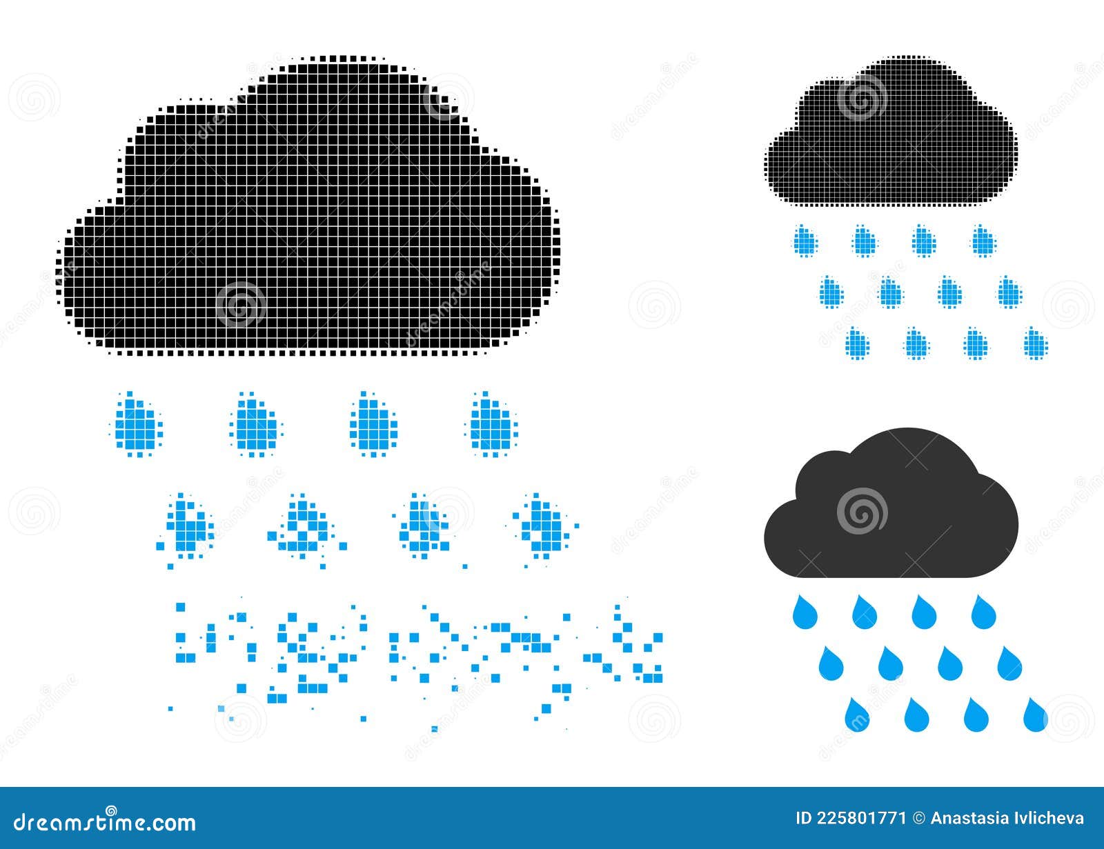 Erosion and Halftone Dot Rain Cloud Icon Stock Vector - Illustration of ...