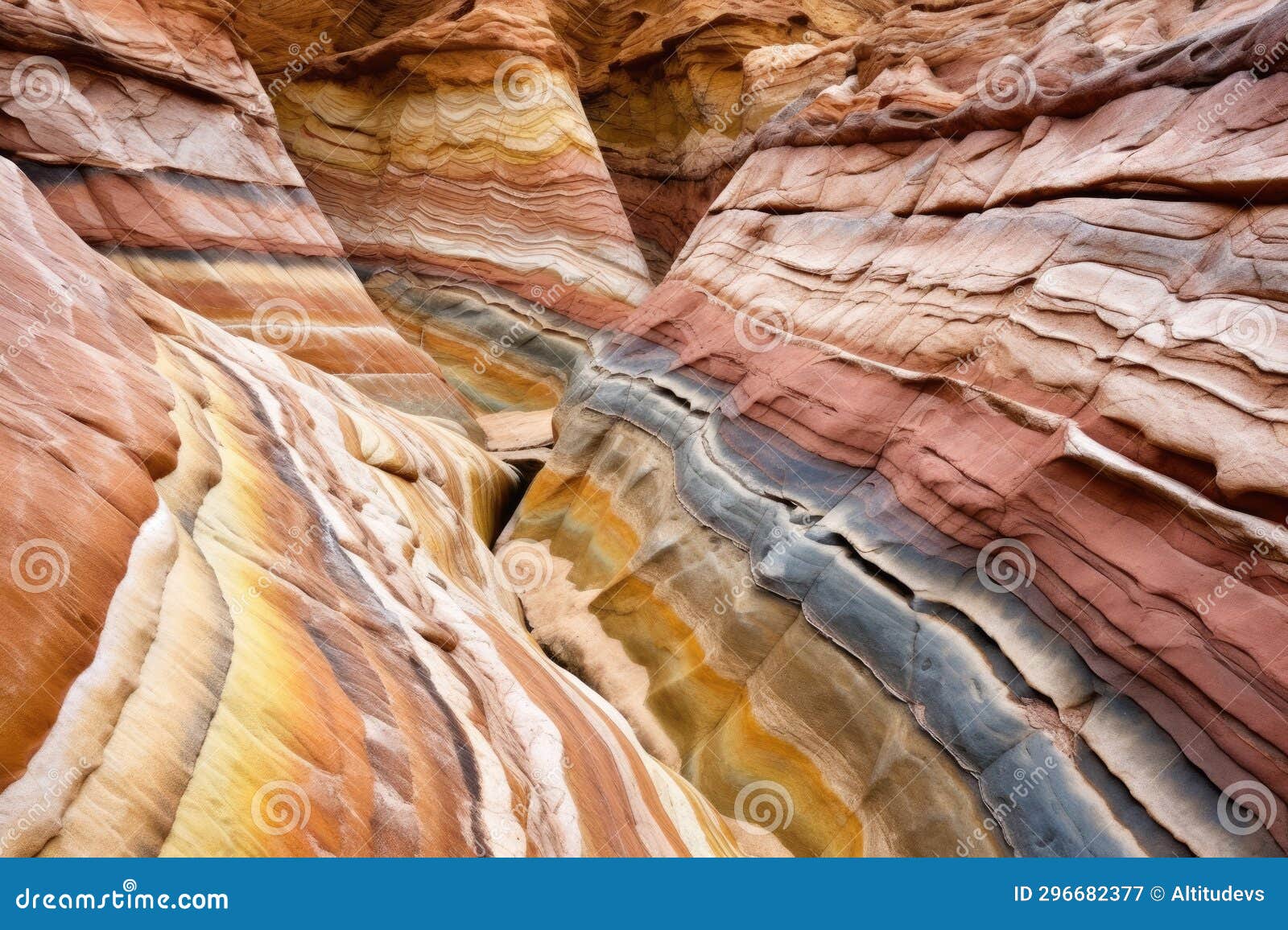 Erosion Patterns Exposing Multicolored Rock Strata Stock Image - Image ...