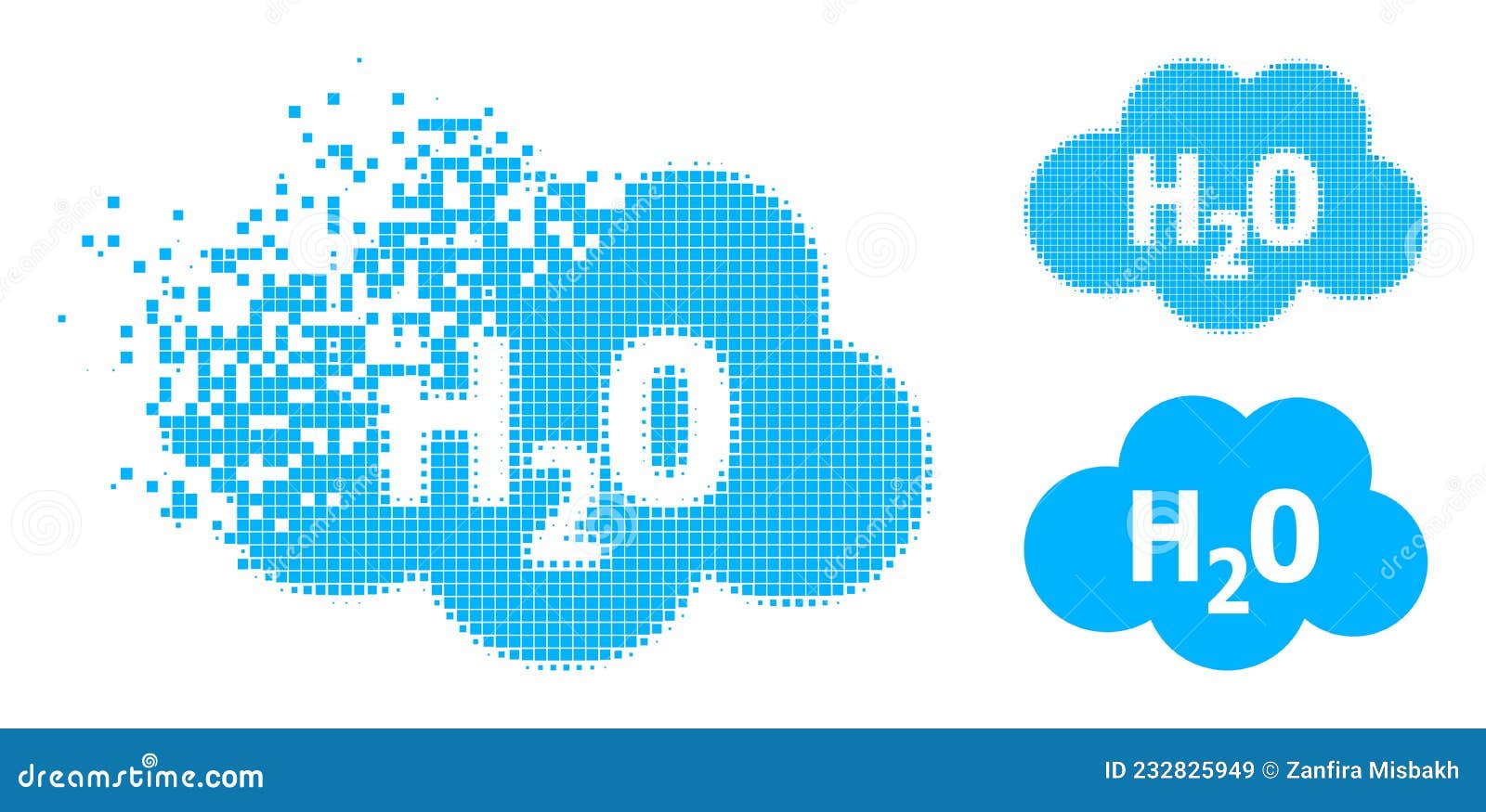 Erosion Pixel Water Cloud Icon with Halftone Version Stock Vector ...