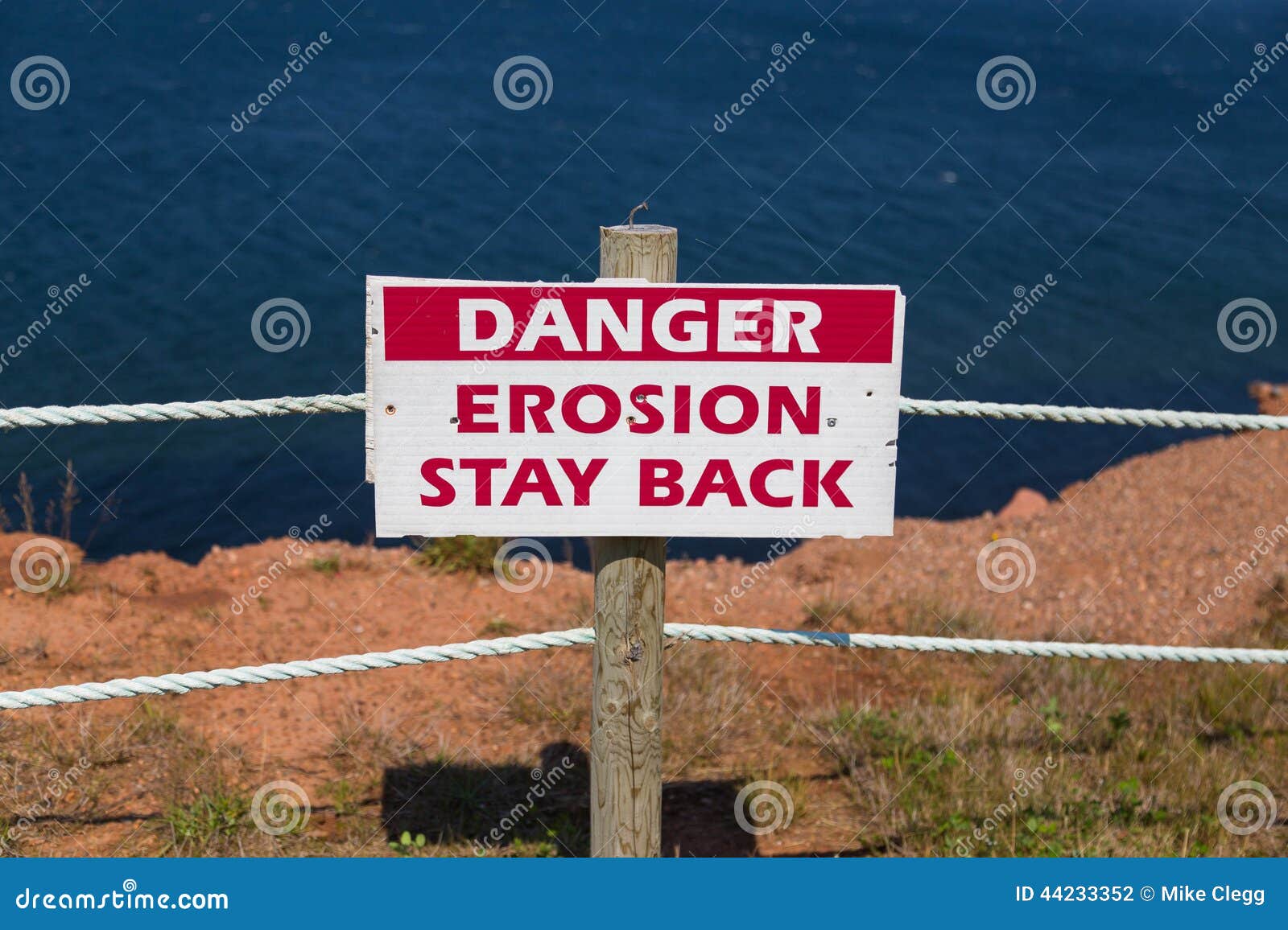 Erosion Stay Back Sign stock photo. Image of information - 44233352