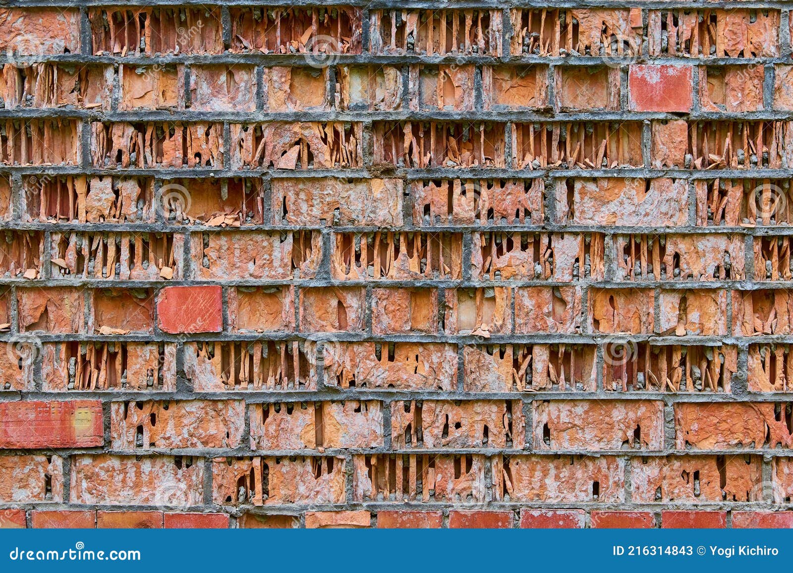 Erosion, Weathering and Eolation of Red Brick Walls Stock Image - Image ...