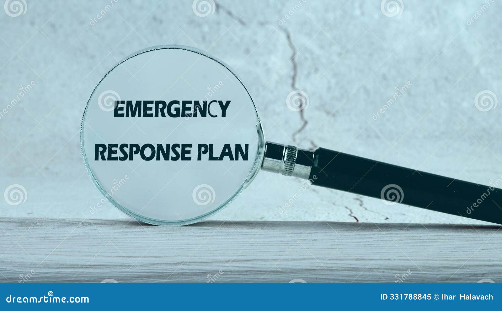 ERP As EMERGENCY RESPONSE PLAN Written through a Magnifying Glass on a Gray Background Stock ...