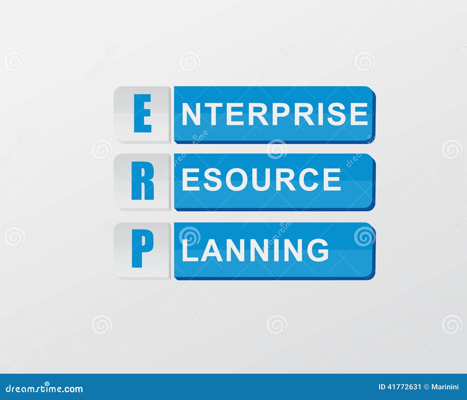 ERP in Blue Blocks, Flat Design Stock Illustration - Illustration of ...