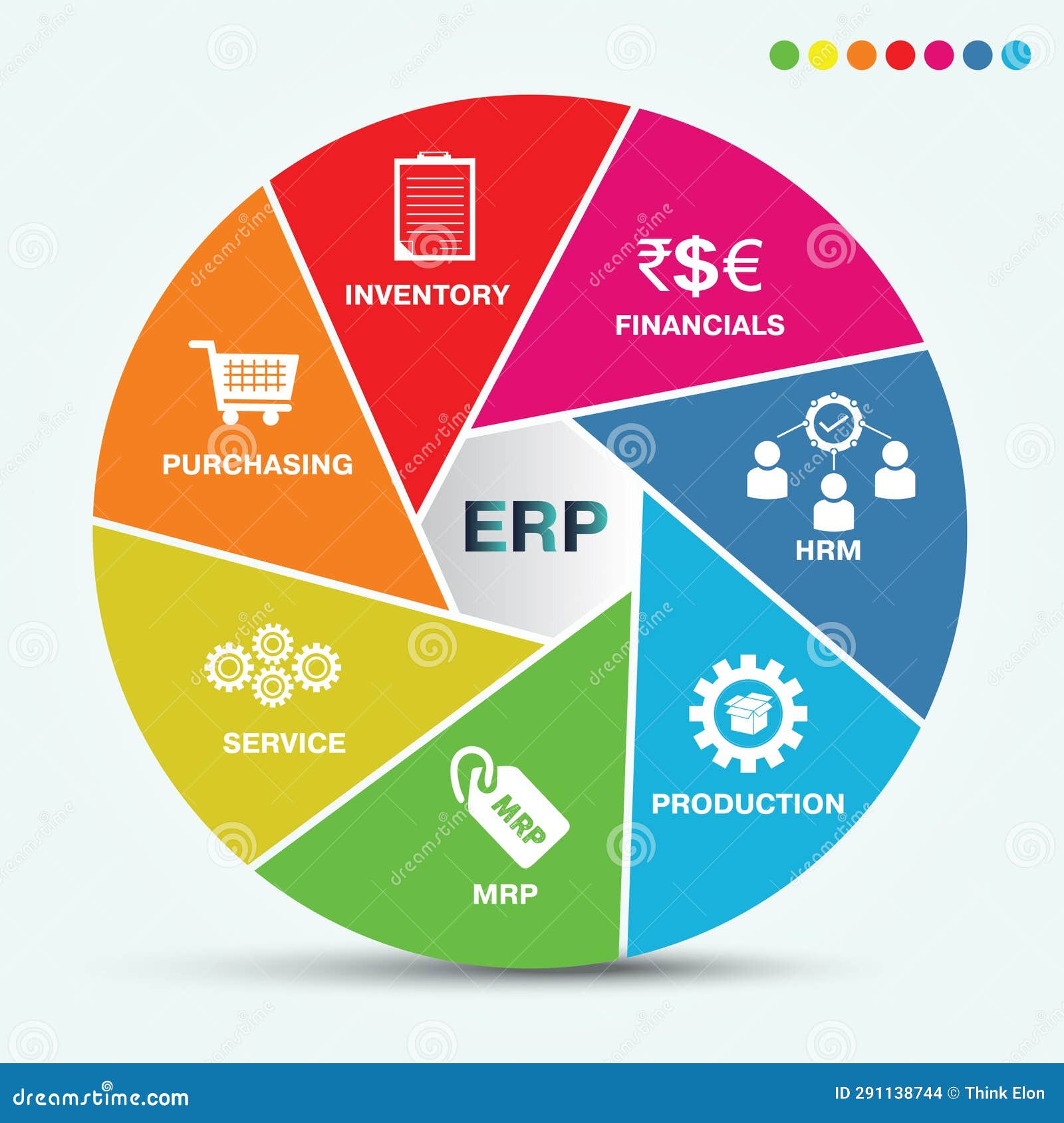 ERP - Enterprise Resource Planning Vector Abstract Workflow with Icons ...