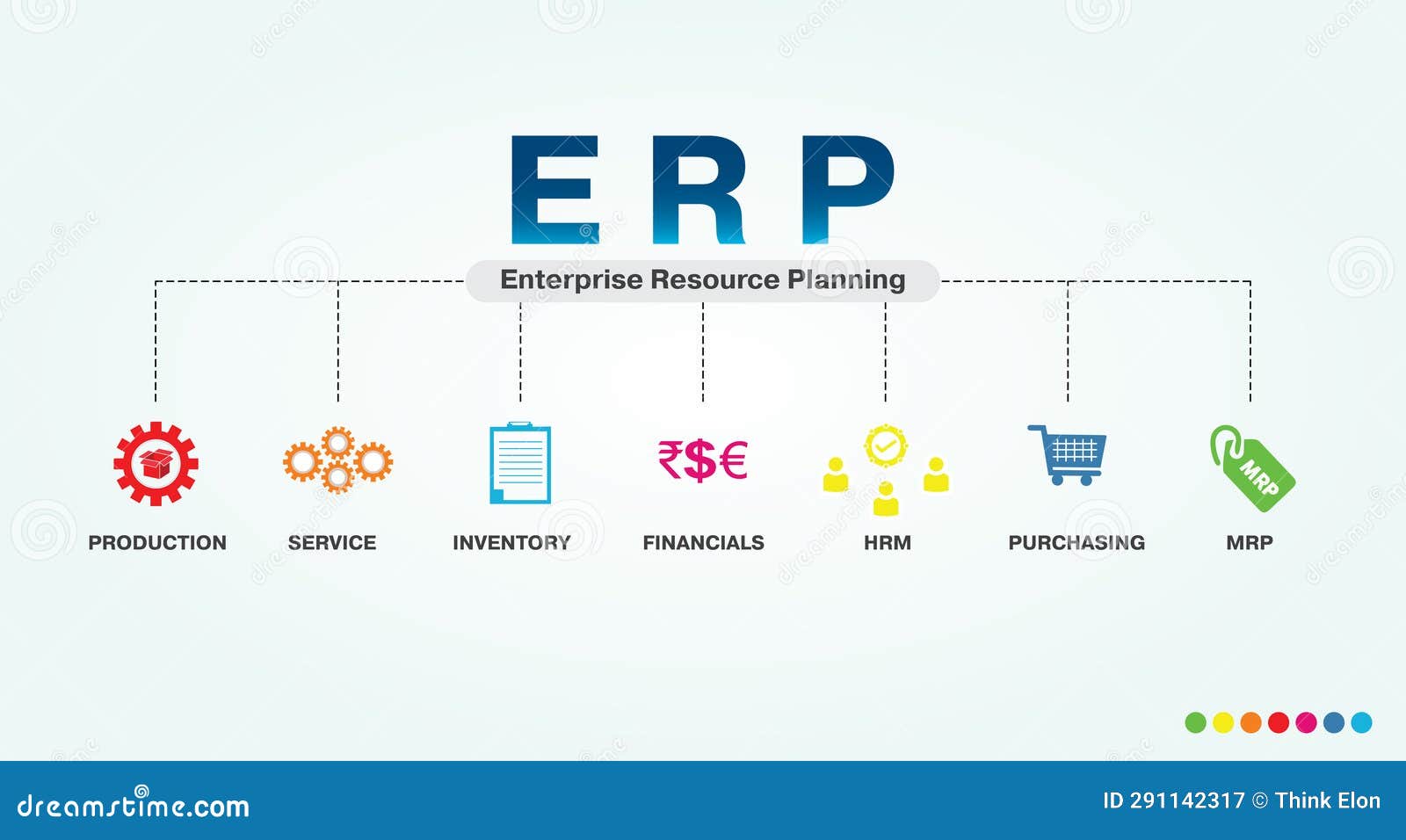 ERP, Enterprise Resource Planning Banner Concept with Icons Stock ...