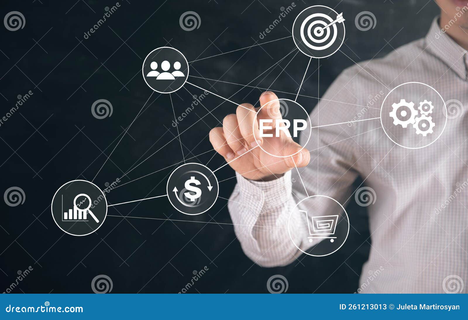 Erp E Iconos En Una Pantalla Virtual Imagen de archivo - Imagen de ...