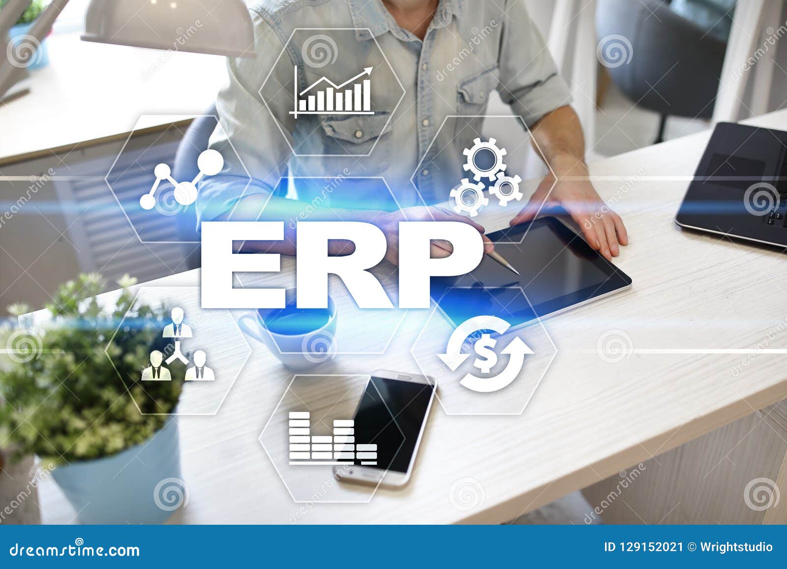 ERP - Enterprise Resource Planning Corporate System Concept on Virtual ...