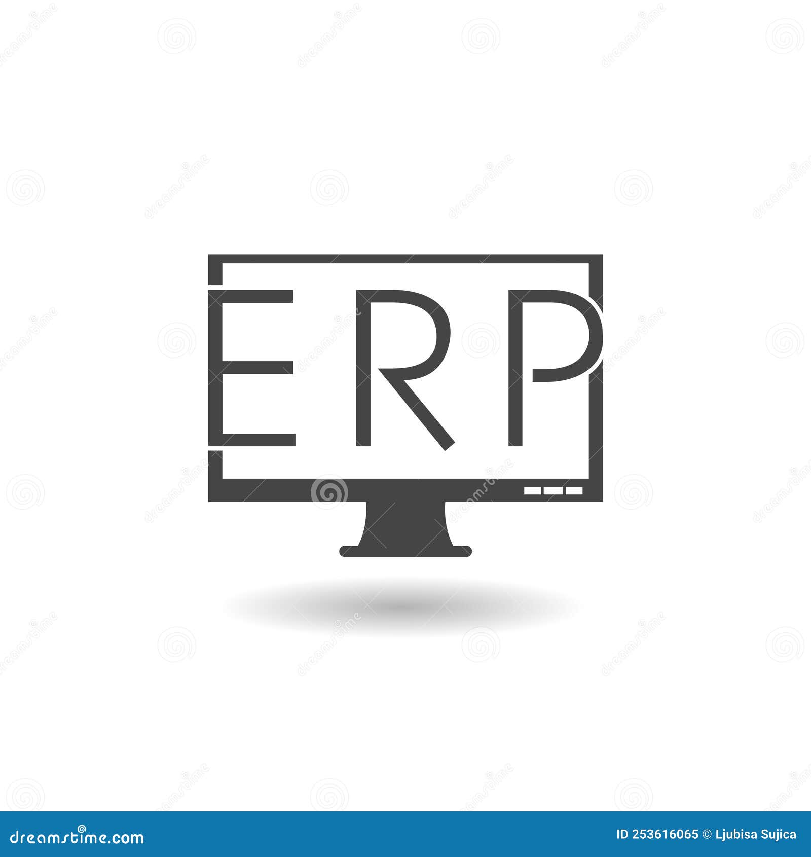 ERP, Enterprise Resource Planning Icon with Shadow Stock Vector ...