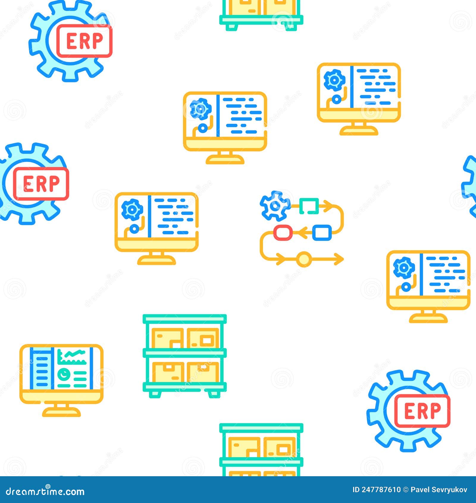 Erp Enterprise Resource Planning Icons Set Vector Stock Vector ...