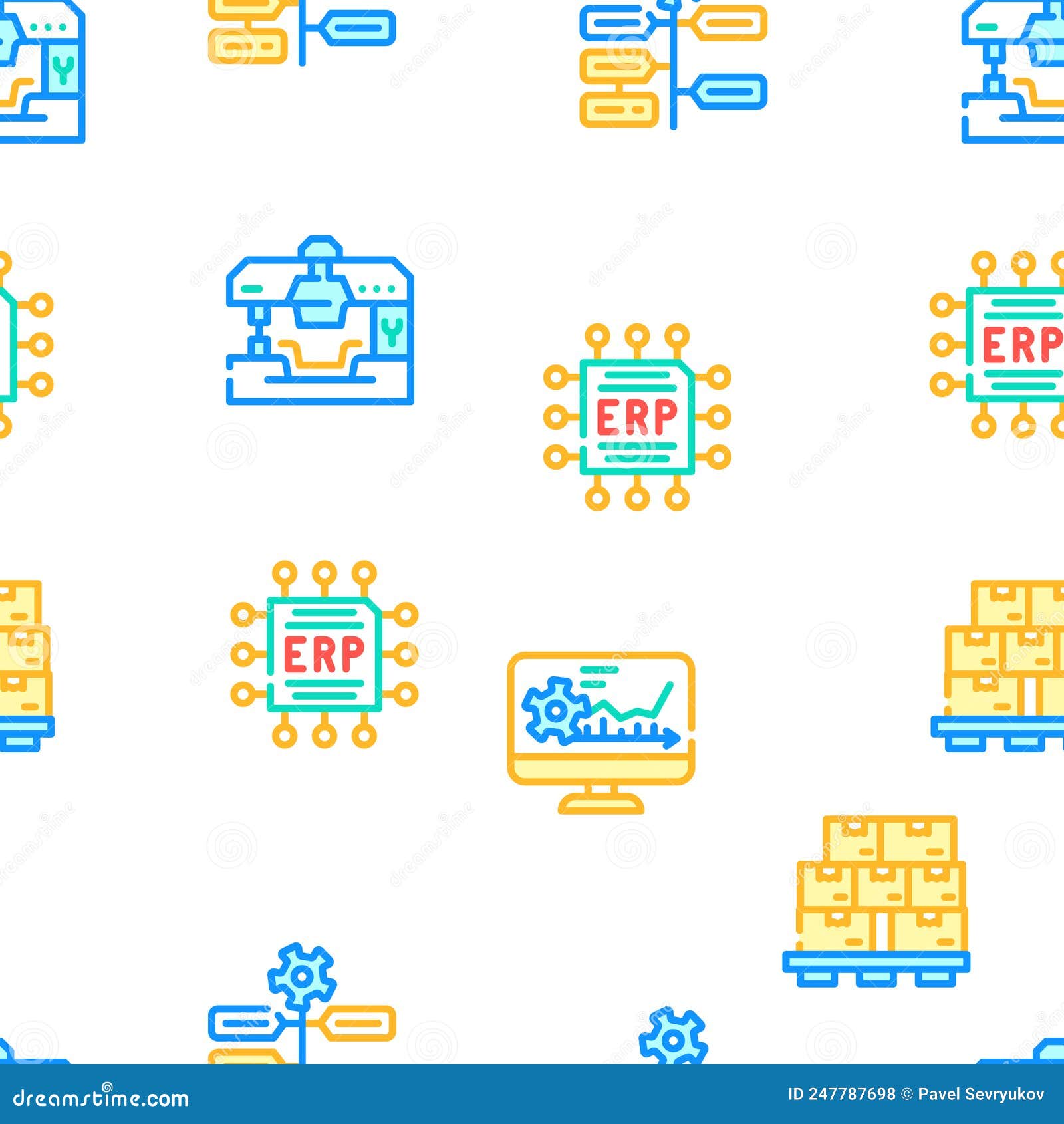 Erp Enterprise Resource Planning Icons Set Vector Stock Vector ...