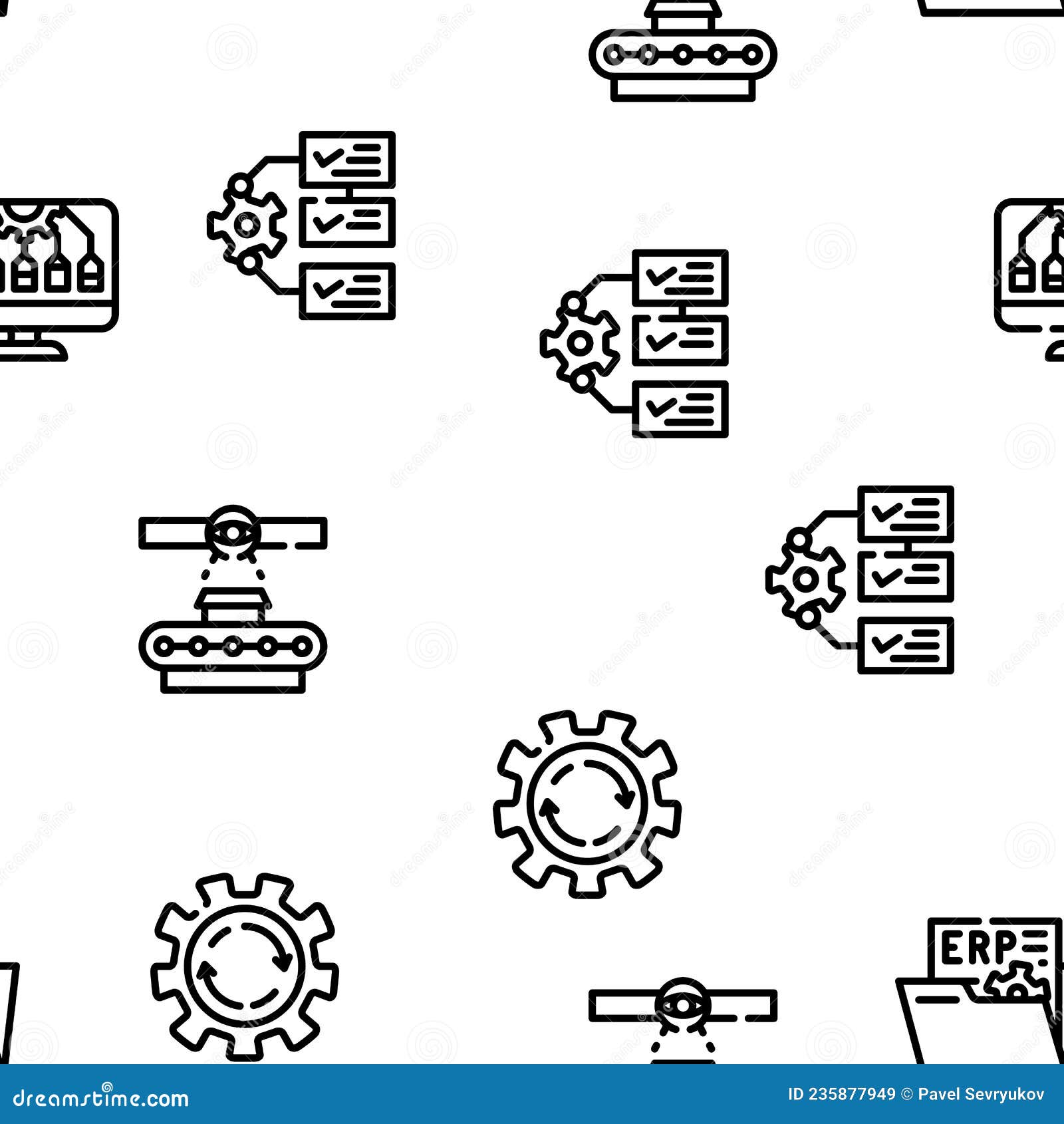 Erp Enterprise Resource Planning Vector Seamless Pattern Stock Vector ...