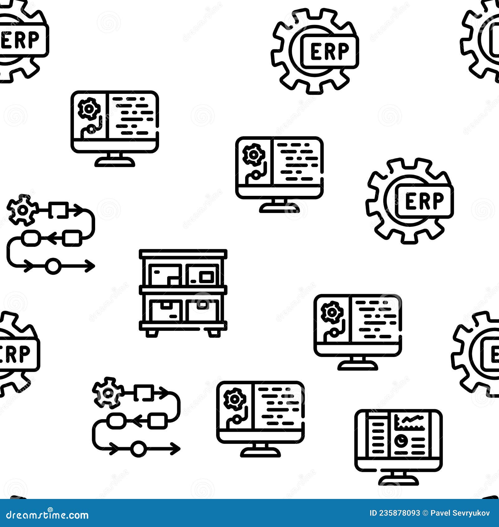 Erp Enterprise Resource Planning Vector Seamless Pattern Stock Vector ...
