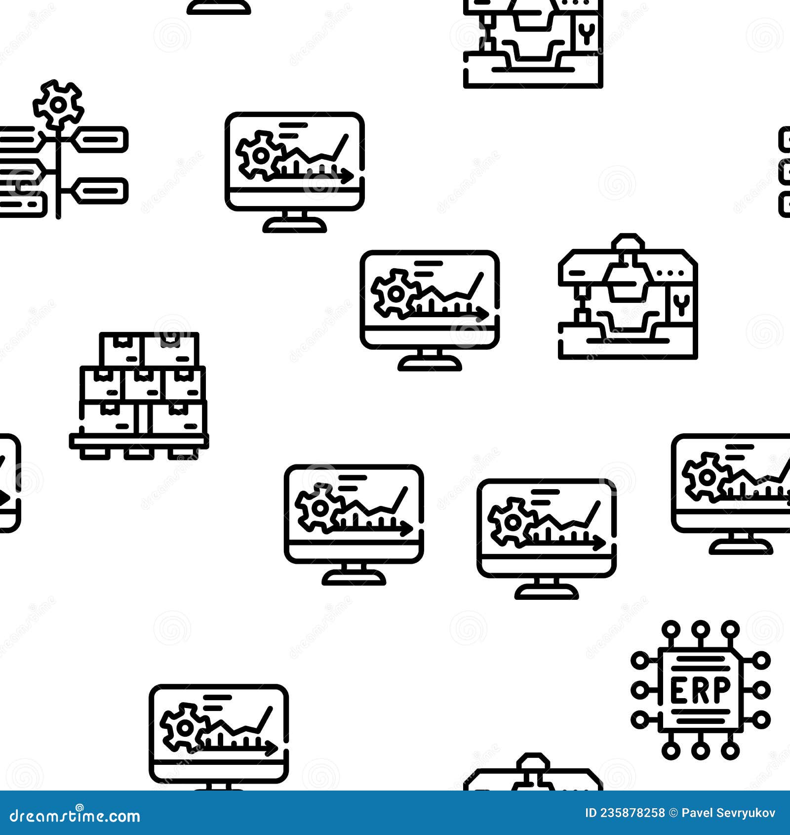 Erp Enterprise Resource Planning Vector Seamless Pattern Stock Vector ...