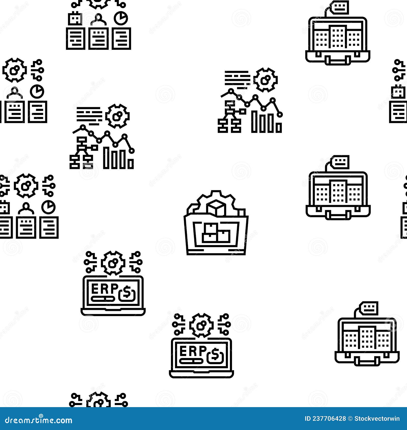 Erp Enterprise Resource Planning Vector Seamless Pattern Stock Vector ...